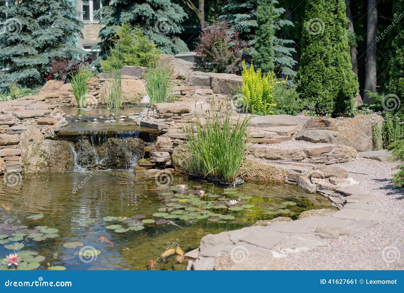 Tropical zen garden stock image. Image of grass, flower - 41627661