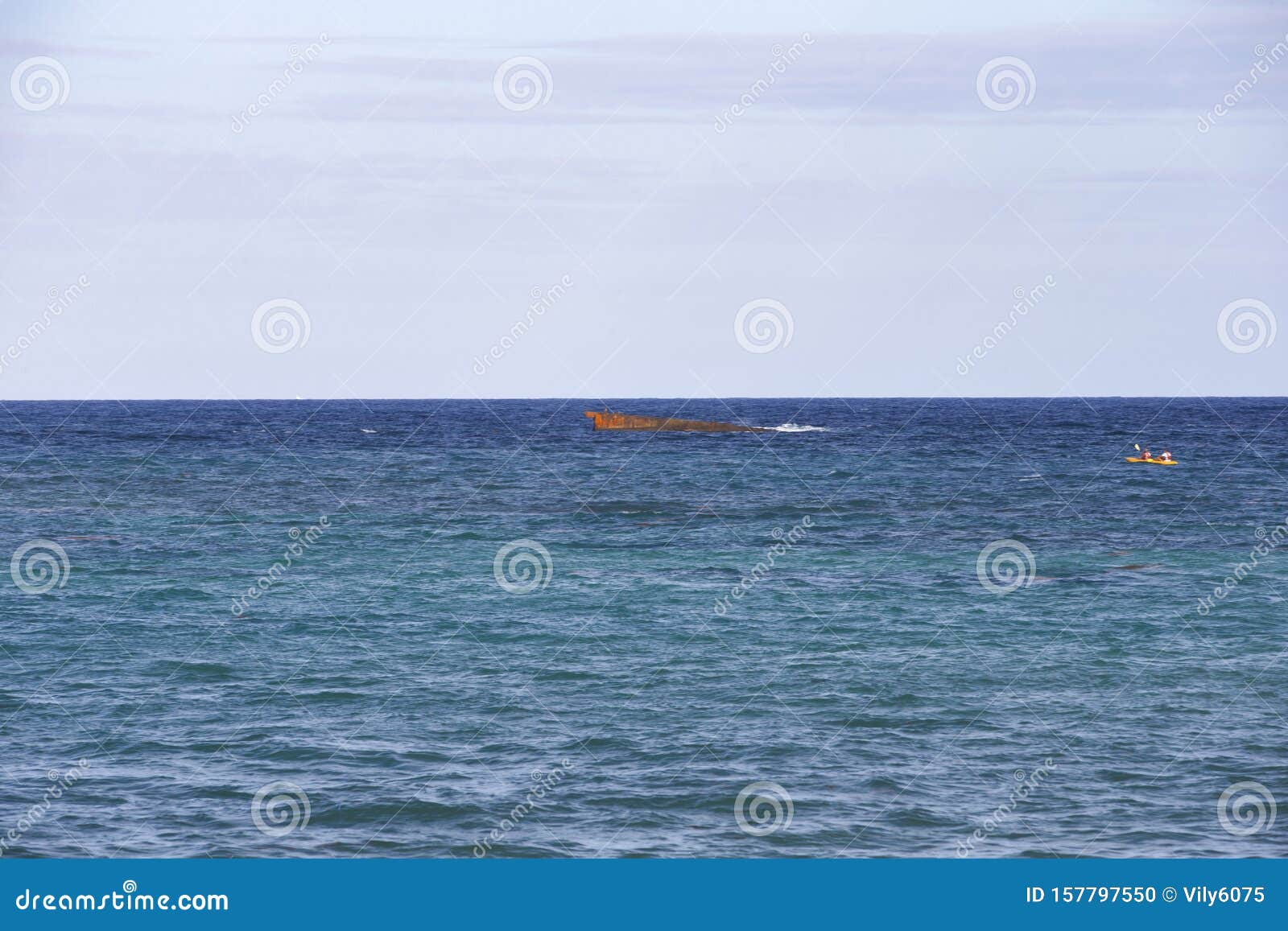 Tropics, Atlantic Ocean. Rusty Hull Sunken Ship Stock Photo - Image of ...