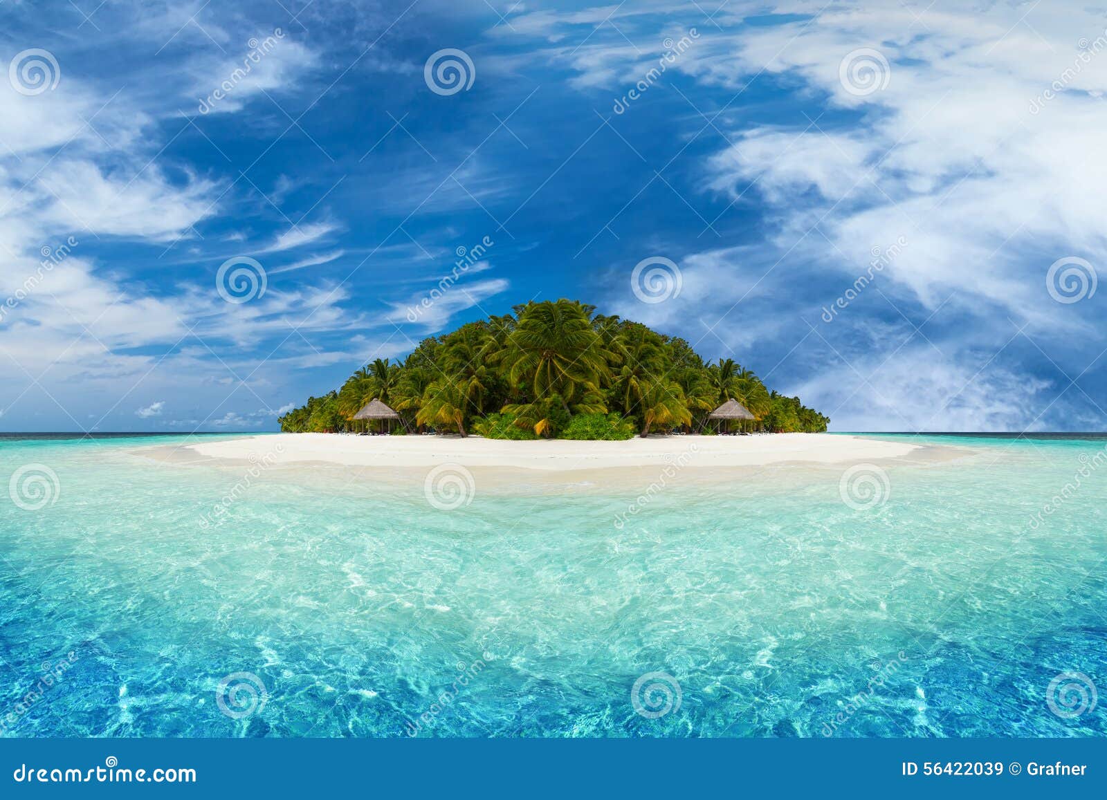 Tropisch Eiland Met Wit Zandig Strand Stock Afbeelding - Image of ...
