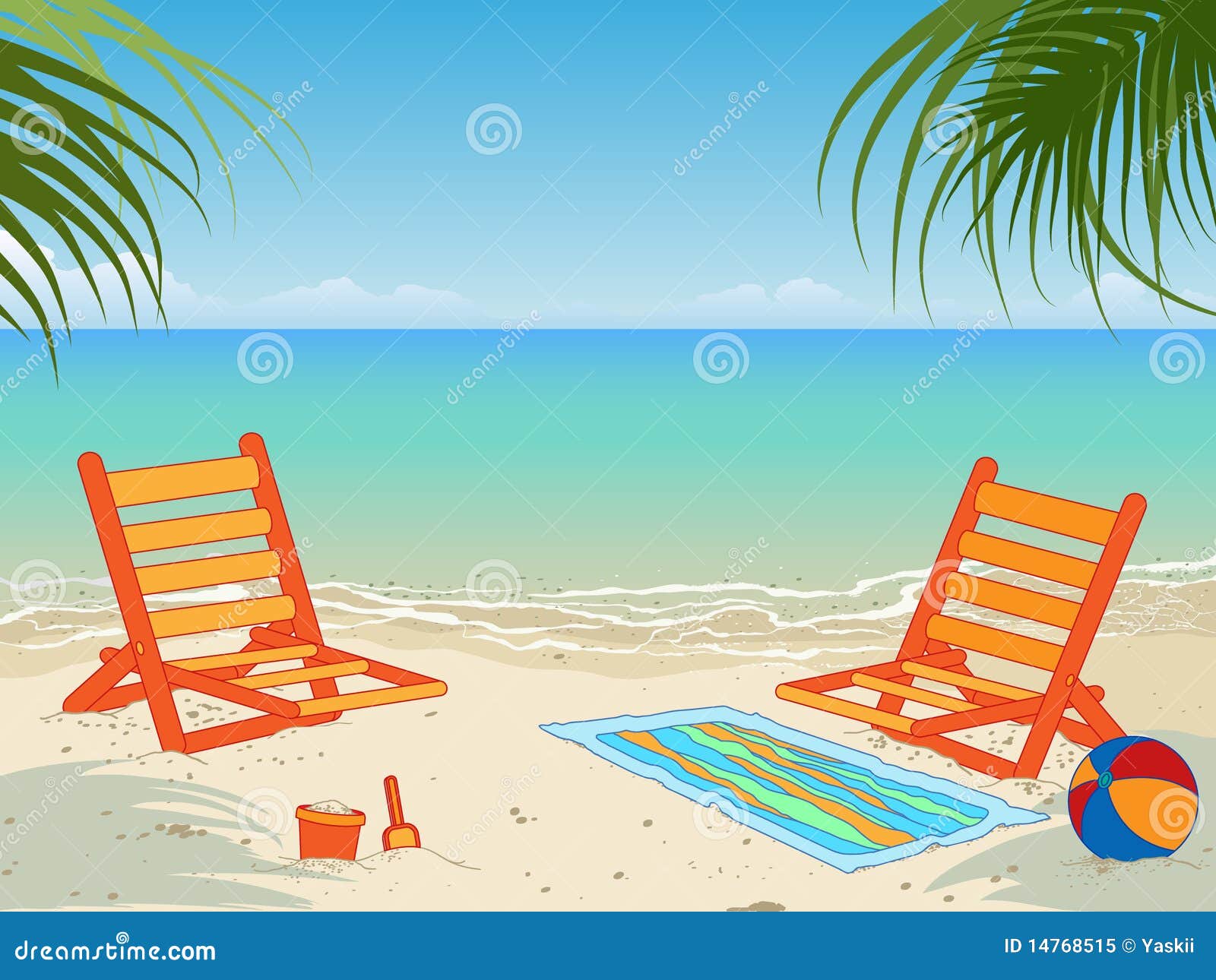 Tropisch Strand vector illustratie. Illustration of idyllisch - 14768515