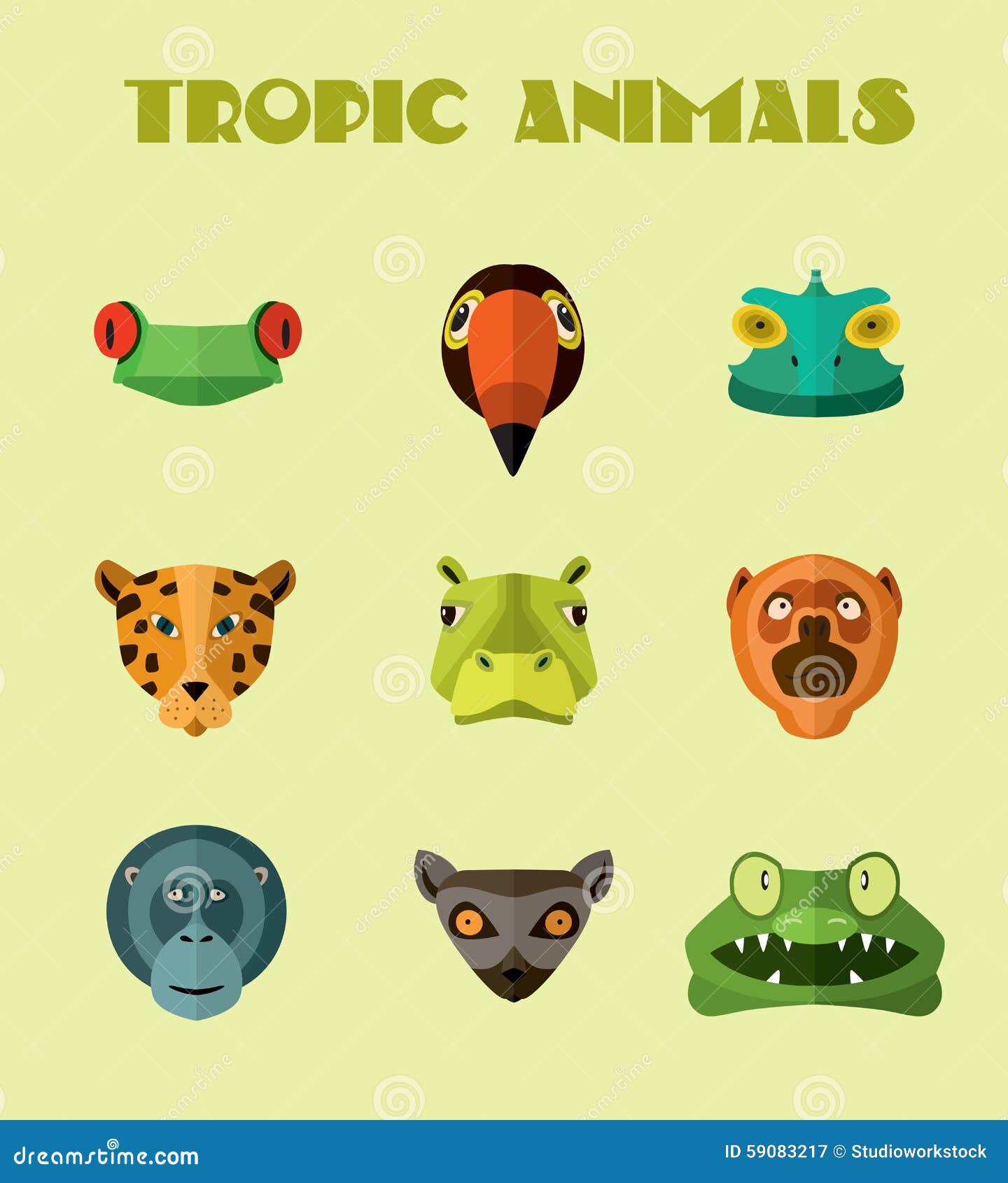 Tropische Dierenpictogrammen Vector Formaat Vector Illustratie ...
