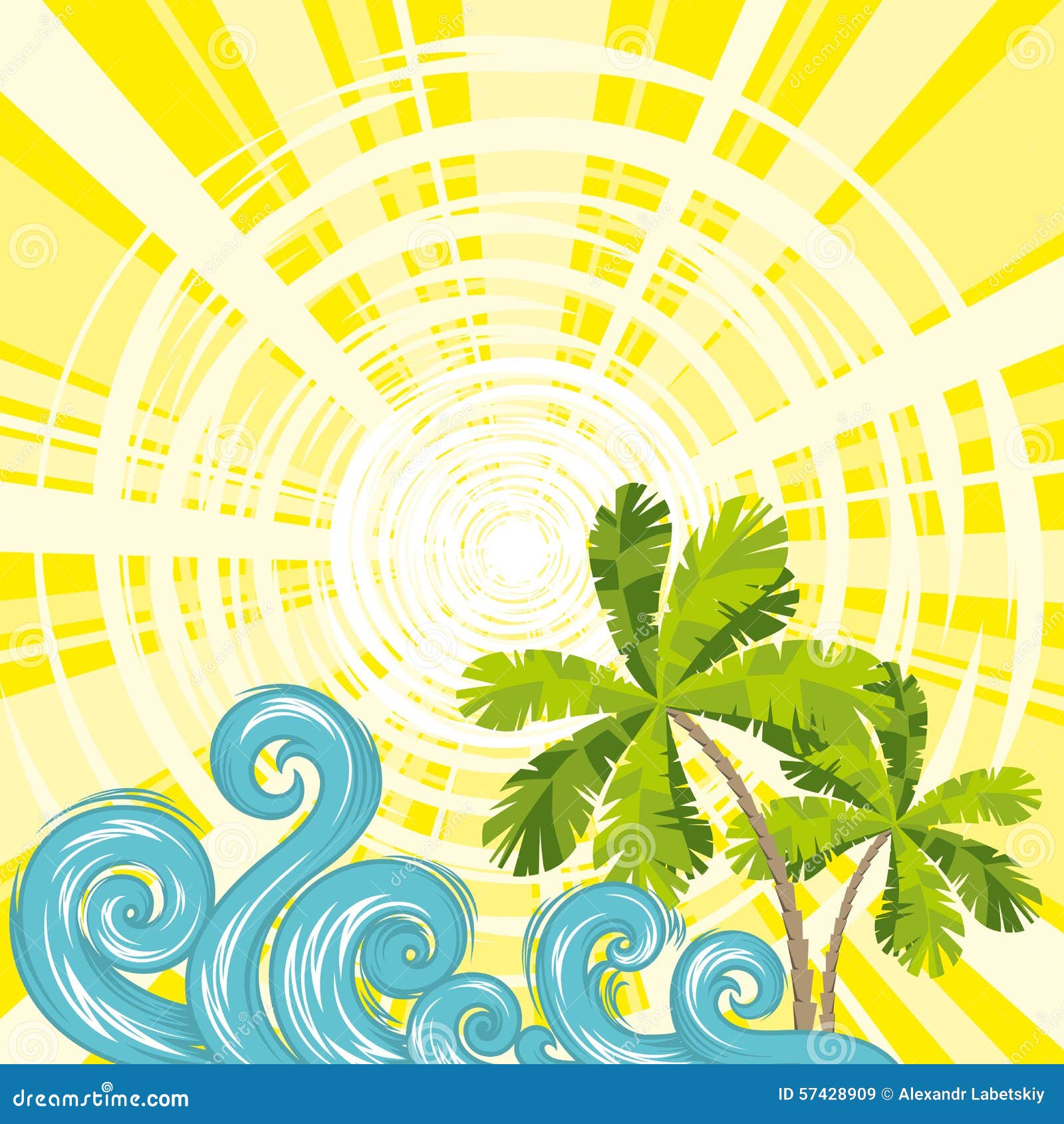 Tropische Insel vektor abbildung. Illustration von palme - 57428909