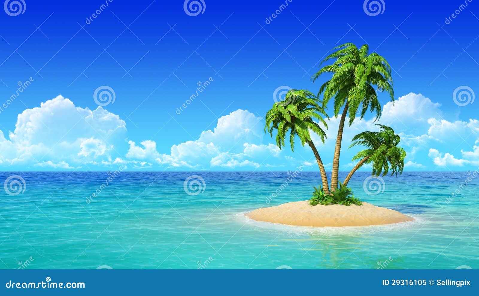 Tropische Insel Mit Palmen. Stock Abbildung - Illustration von platz ...