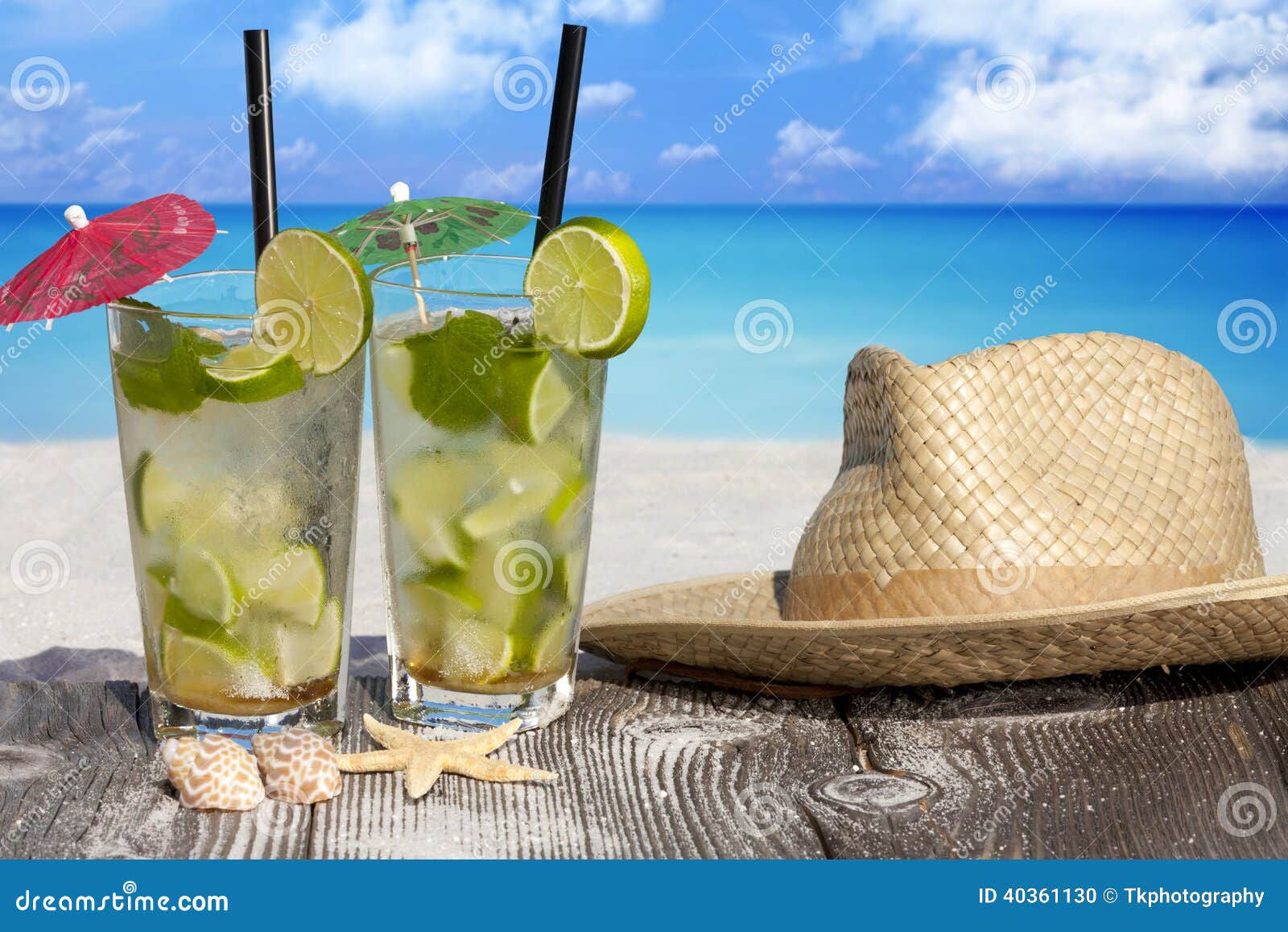 Tropisches Mojito-Cocktail Auf Dem Strand Stockfoto - Bild von schale ...
