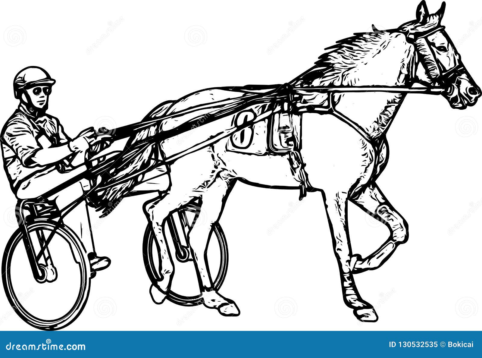 Trotter In Harness Cartoon Vector | CartoonDealer.com #110625945