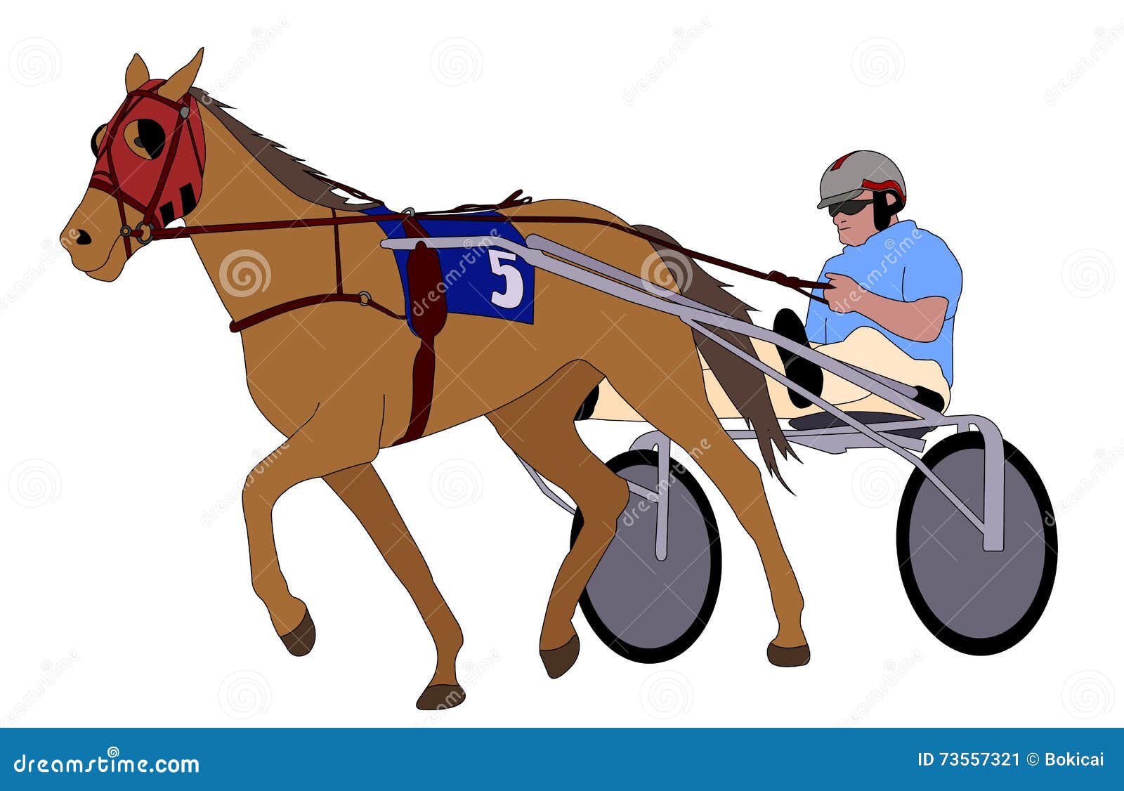 Trotter In Harness Cartoon Vector | CartoonDealer.com #110625945