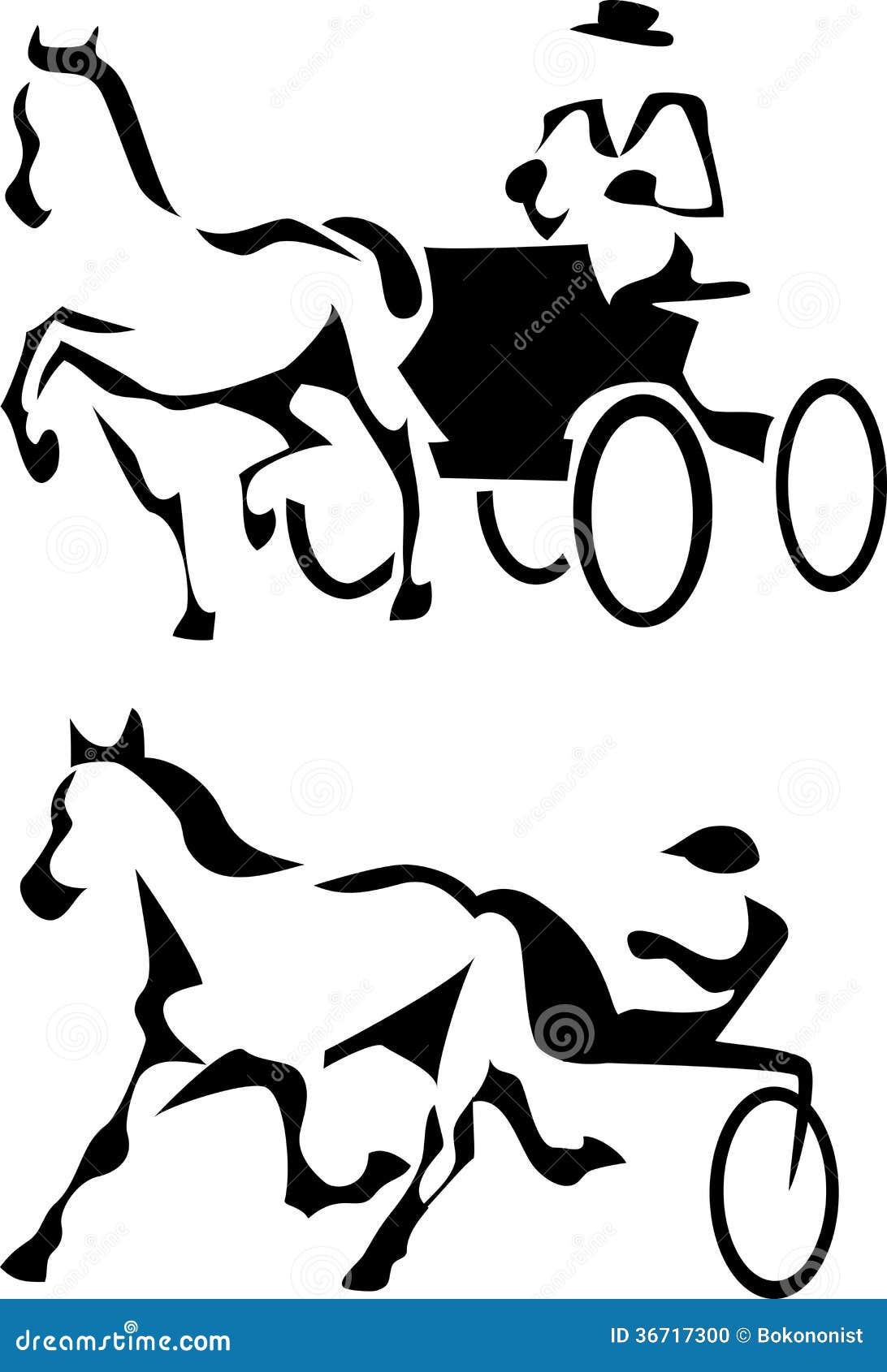 Trotter In Harness Cartoon Vector | CartoonDealer.com #110625945