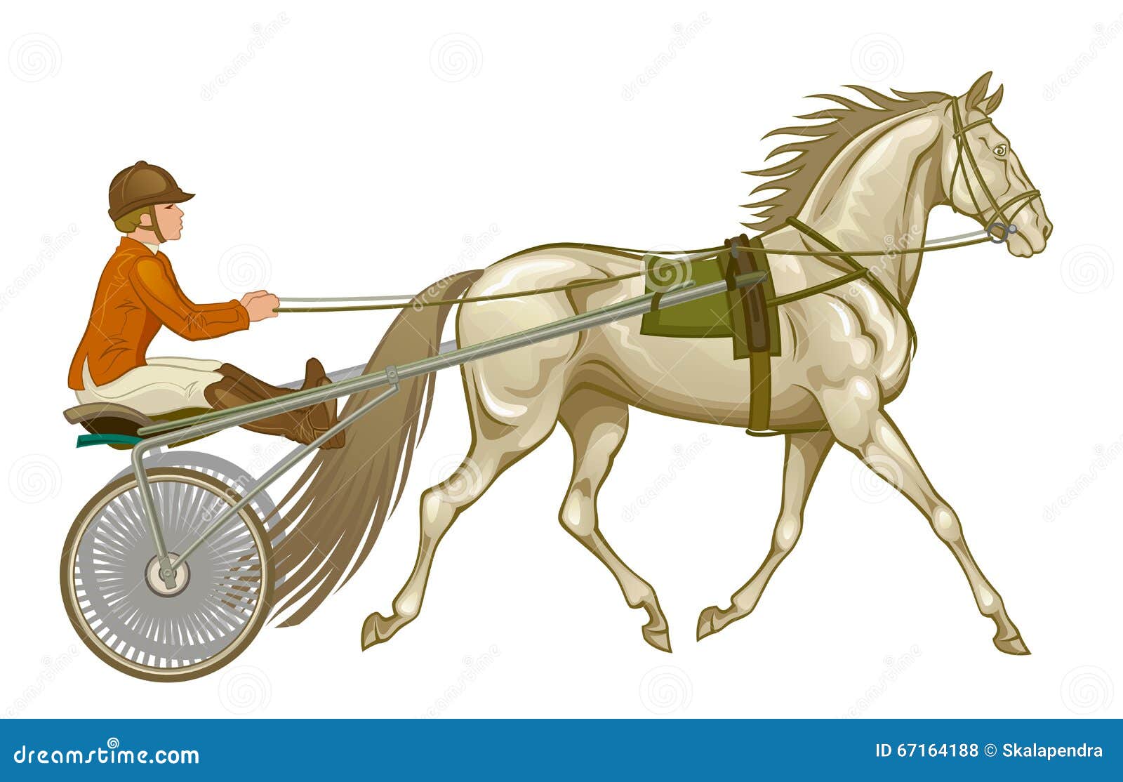 Trotter In Harness Cartoon Vector | CartoonDealer.com #110625945