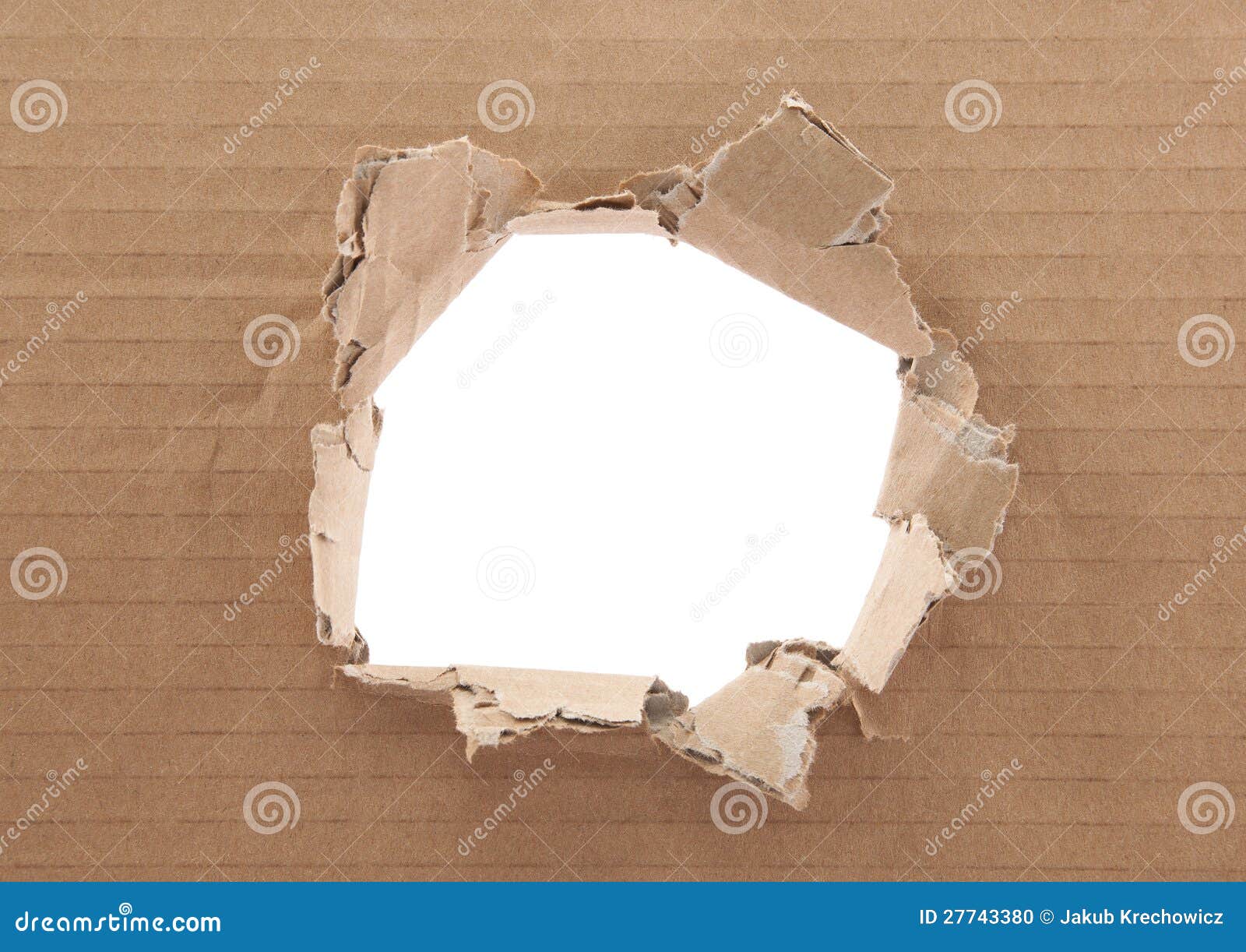 Trou déchiré en carton photo stock. Image du écrasé, fond - 27743380