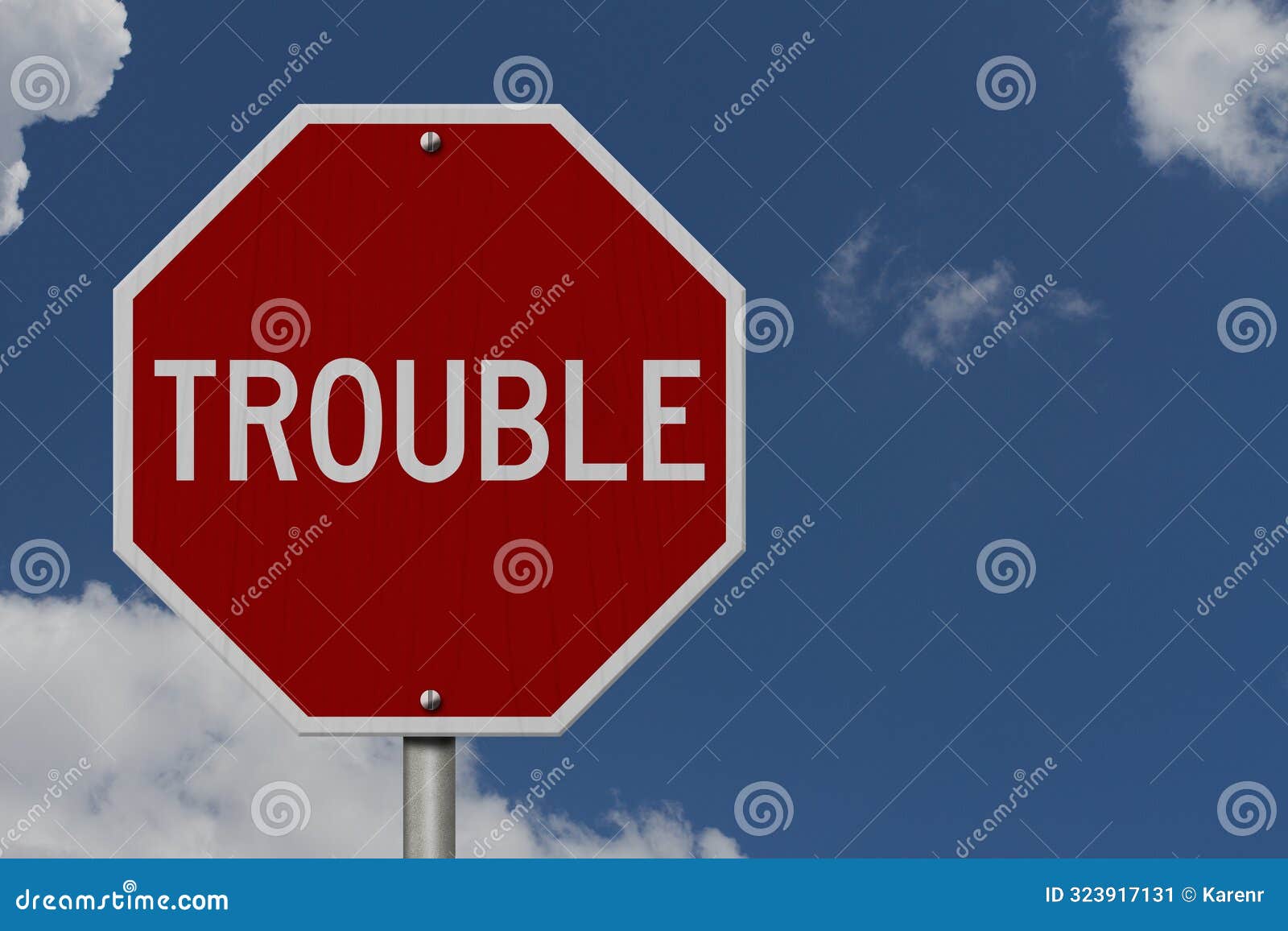Trouble Message on Red Street Stop Sign Stock Image - Image of sunny ...
