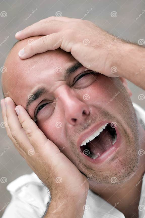 Troubled Bald Man stock image. Image of painful, dude - 13499033