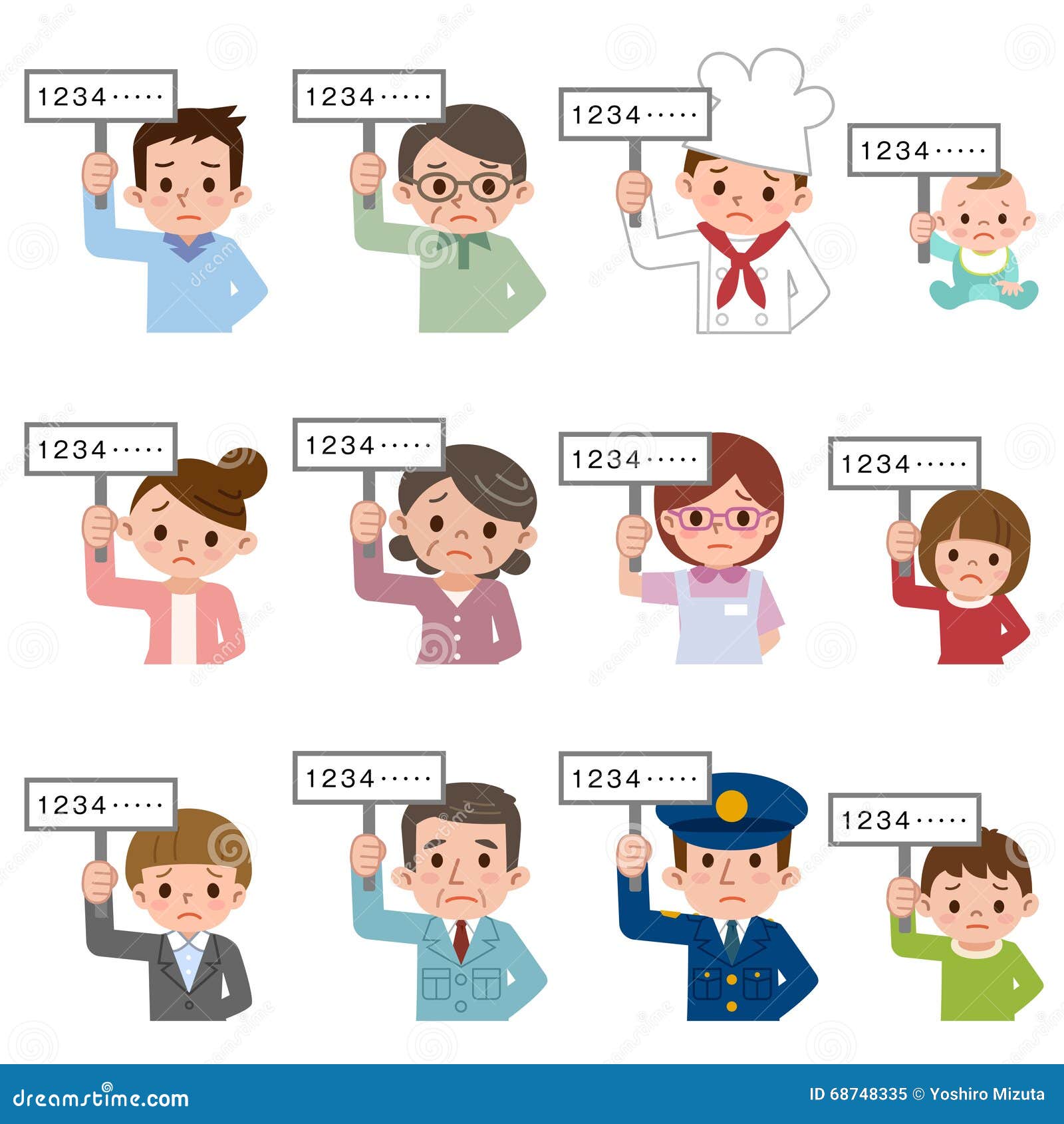 Troubled Look of People with a Placard Stock Vector - Illustration of ...