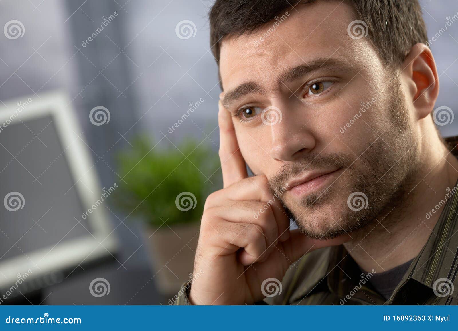 Troubled man in office stock image. Image of employment - 16892363