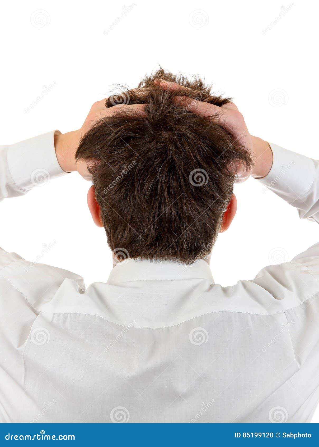 Troubled Man Rear View stock photo. Image of person, hair - 85199120