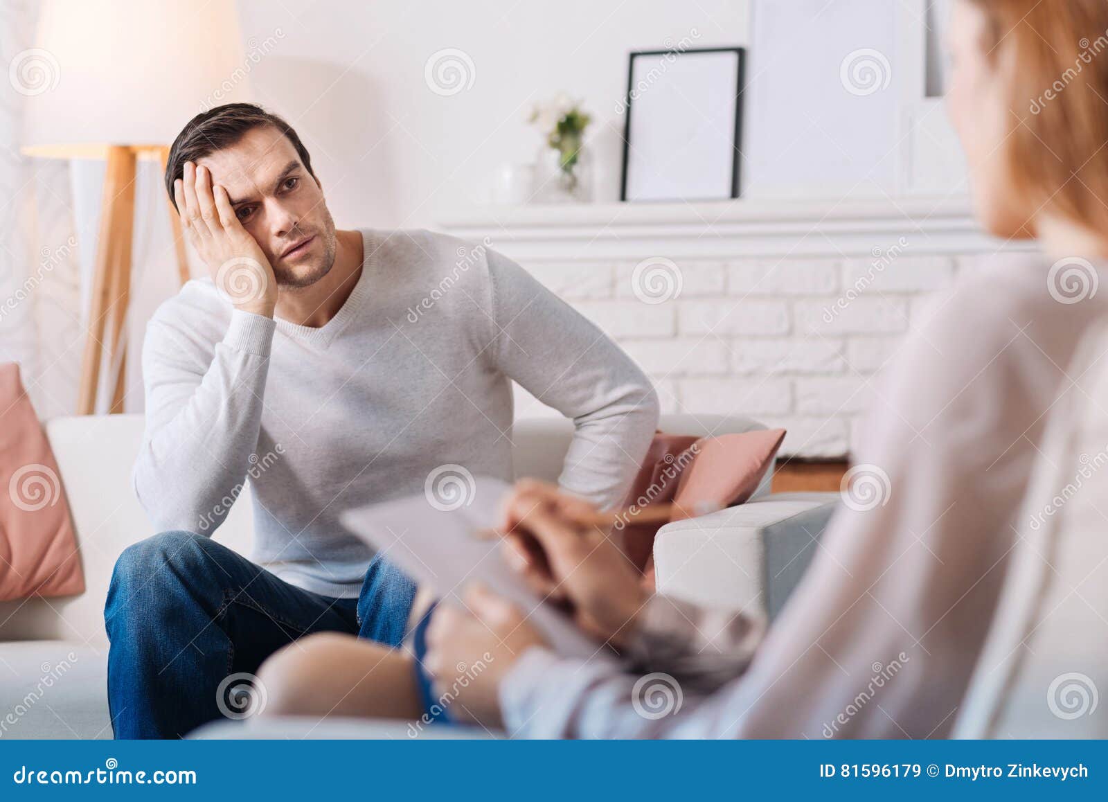 Troubled Man Talking about His Problems. Stock Image - Image of ...