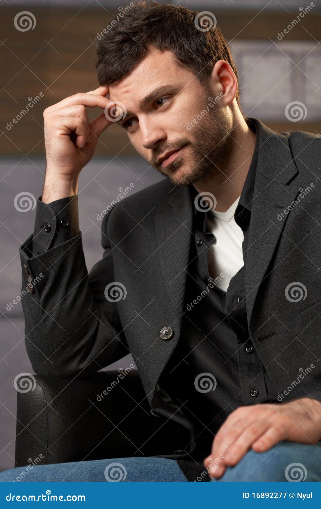 Troubled office worker stock image. Image of jacket, caucasian - 16892277
