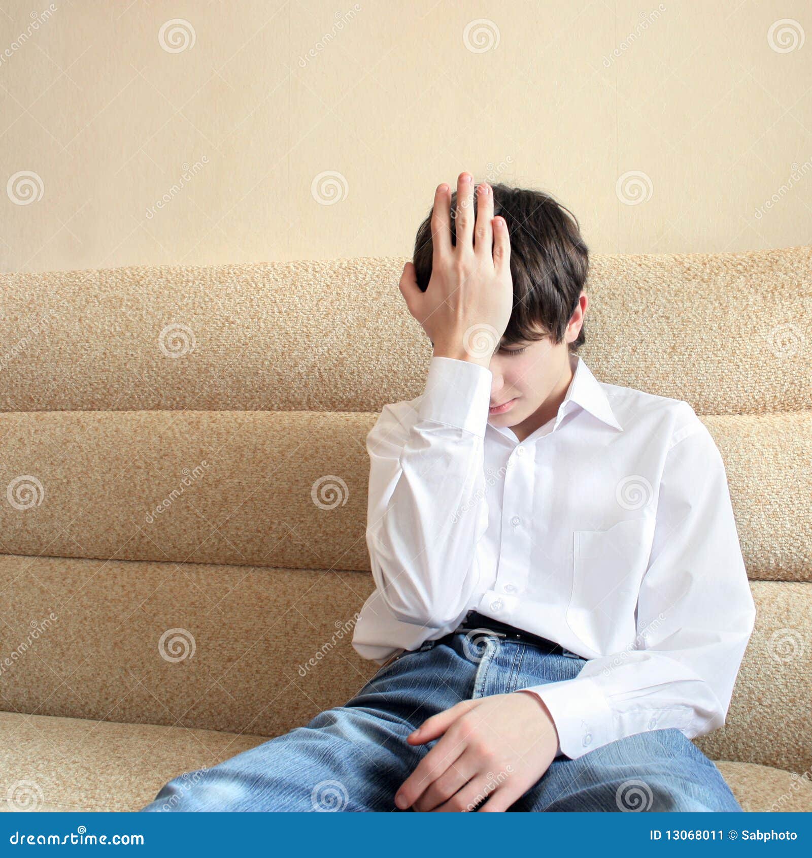 Troubled teenager stock image. Image of single, sofa - 13068011