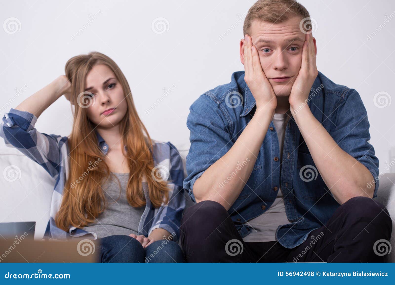 Troubled Young Girl Comforted By Her Friend. Woman Supporting The Girl ...