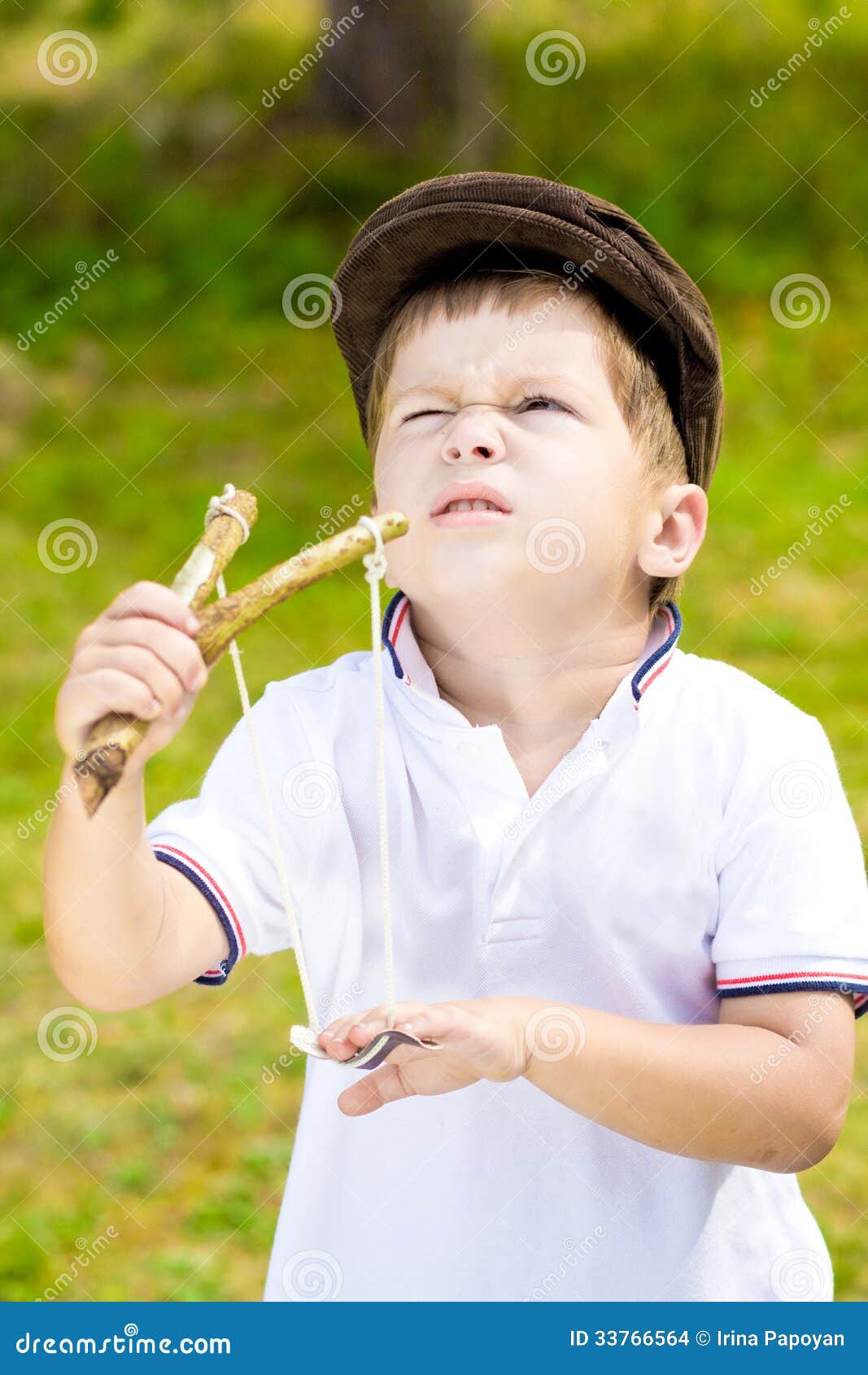 Troublemaker. Boy with Slingshot Stock Photo - Image of expression ...