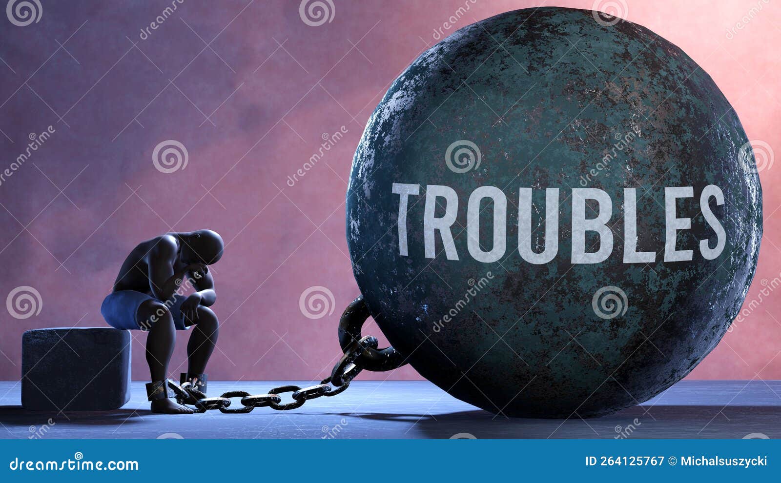 Troubles And Life - Pictured As A Word Troubles And A Wreck Ball To ...