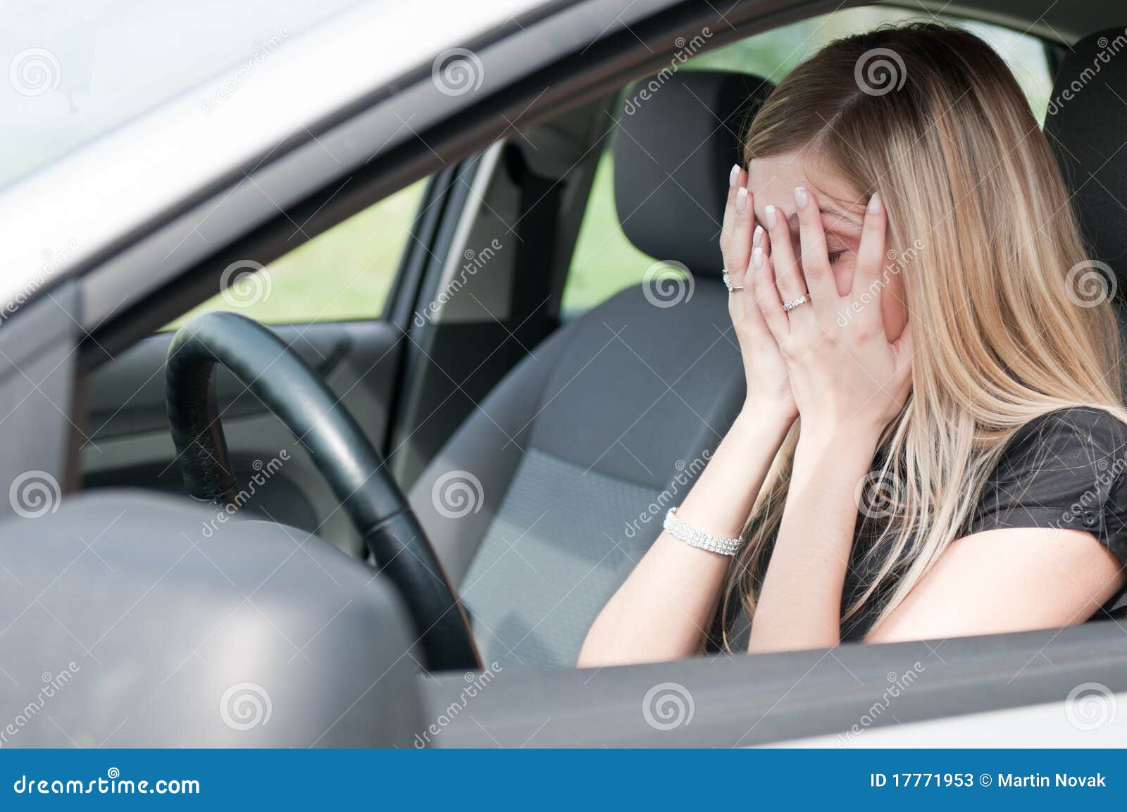 In Troubles - Unhappy Woman in Car Stock Image - Image of portrait ...