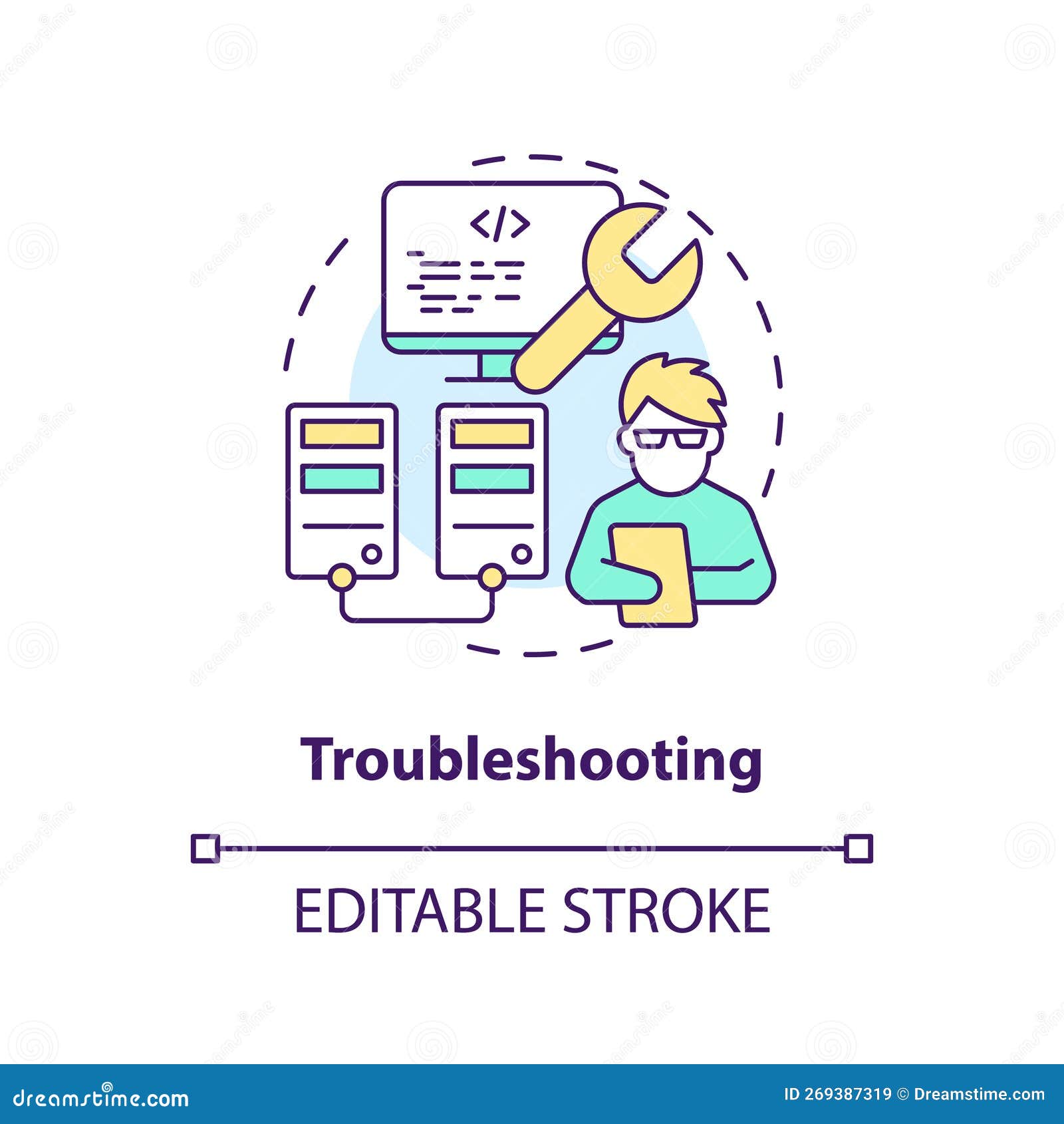 Troubleshooting Icon Vector From Support Collection Thin Line