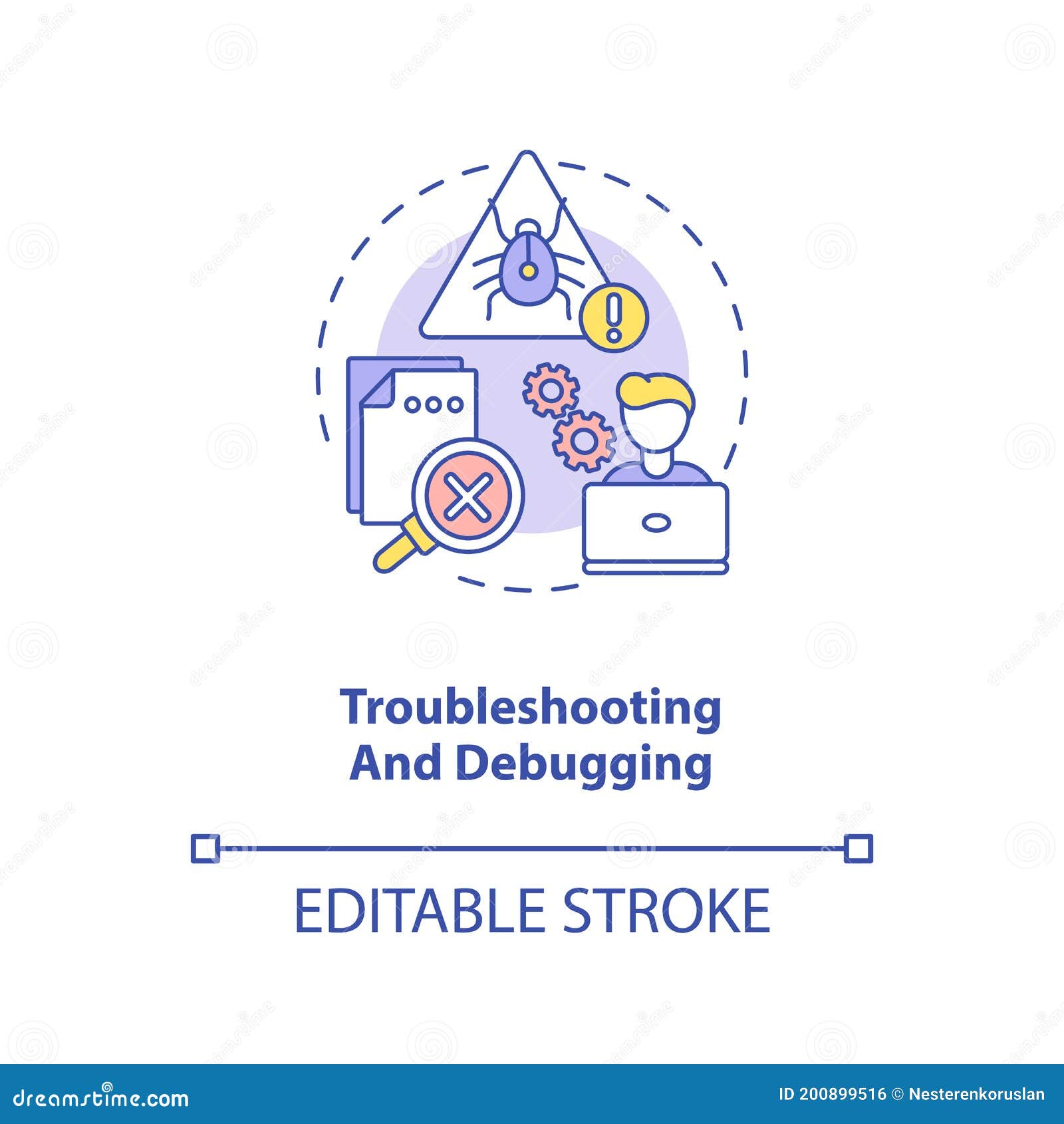Troubleshooting and Debugging Concept Icon Stock Vector - Illustration ...