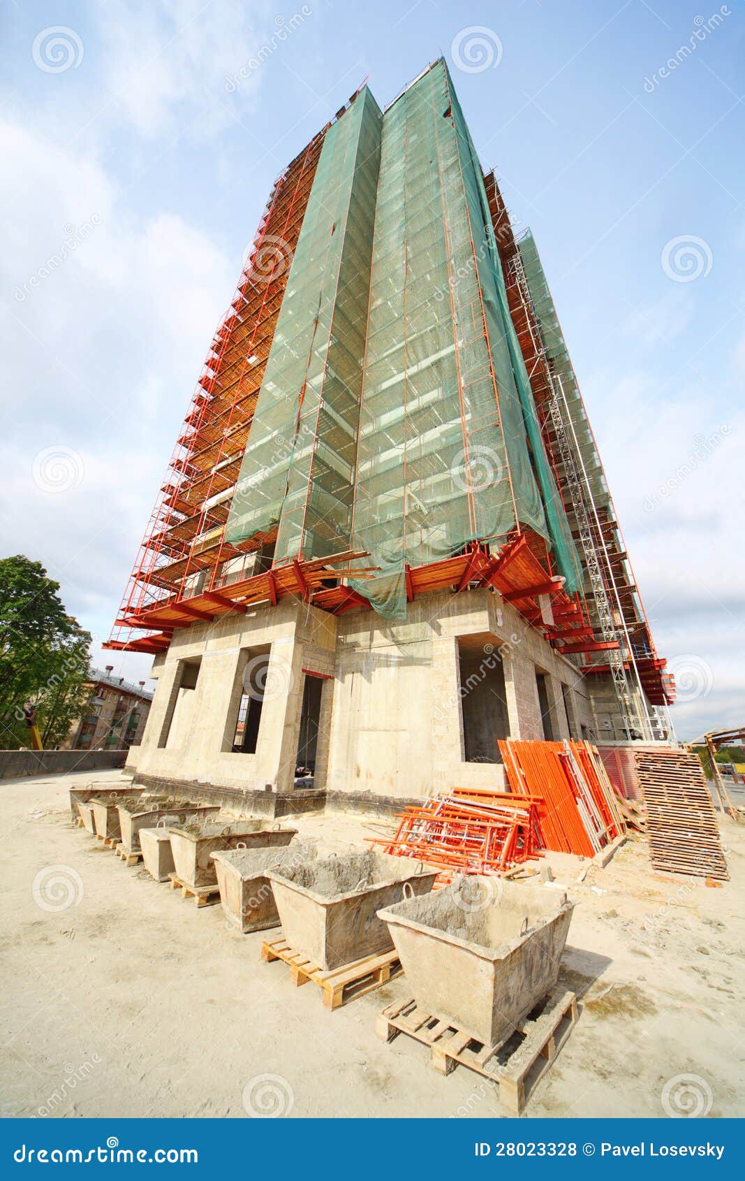 Trough, Boards Near Construction of High Building Editorial Stock Photo ...