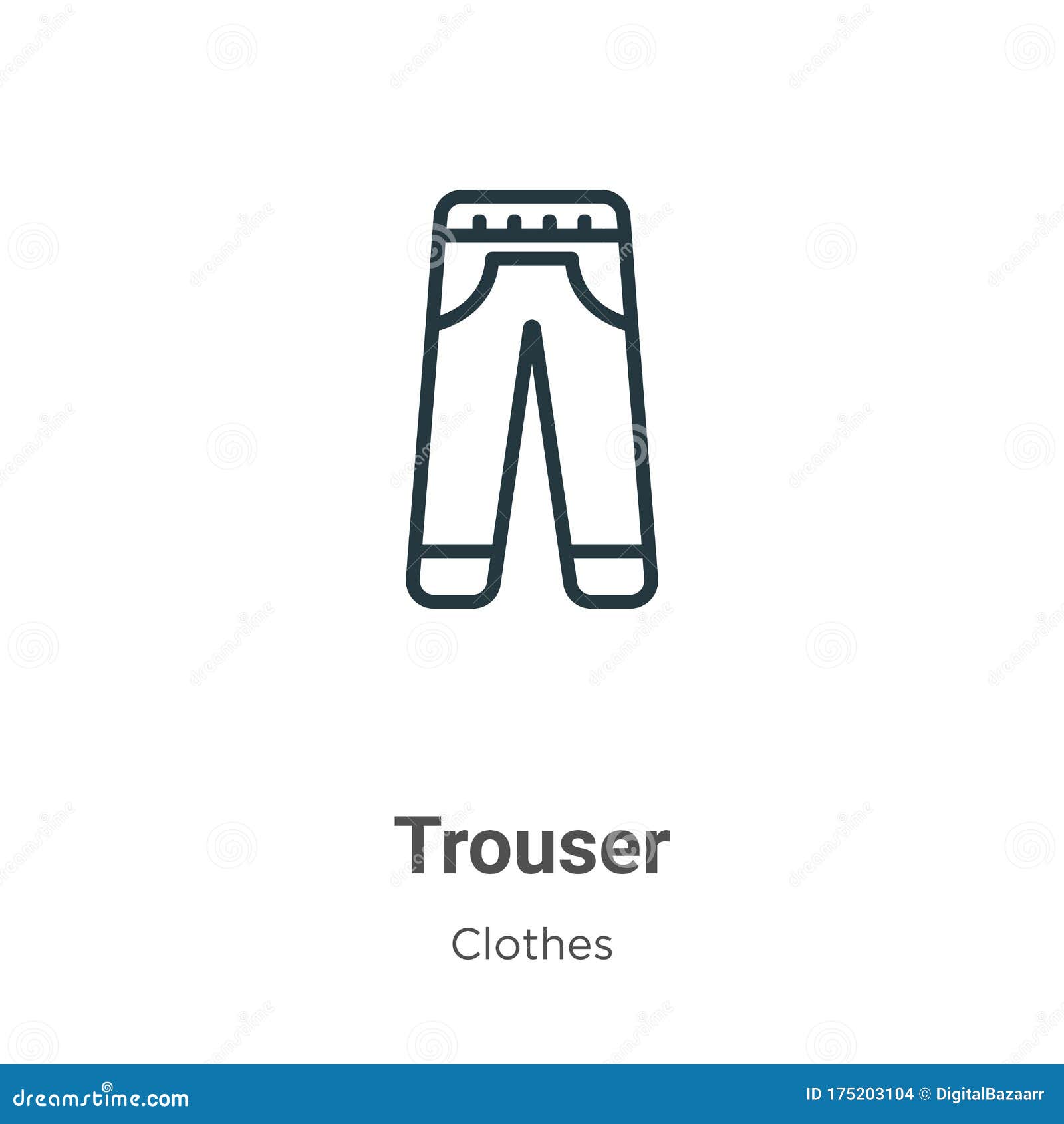 Trouser Outline Vector Icon. Thin Line Black Trouser Icon, Flat Vector ...