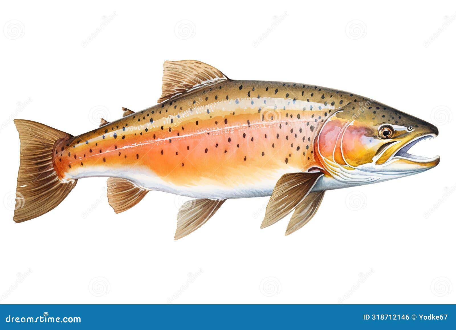 Trout Fish on Clean Background. Underwater Animals Stock Photo ...