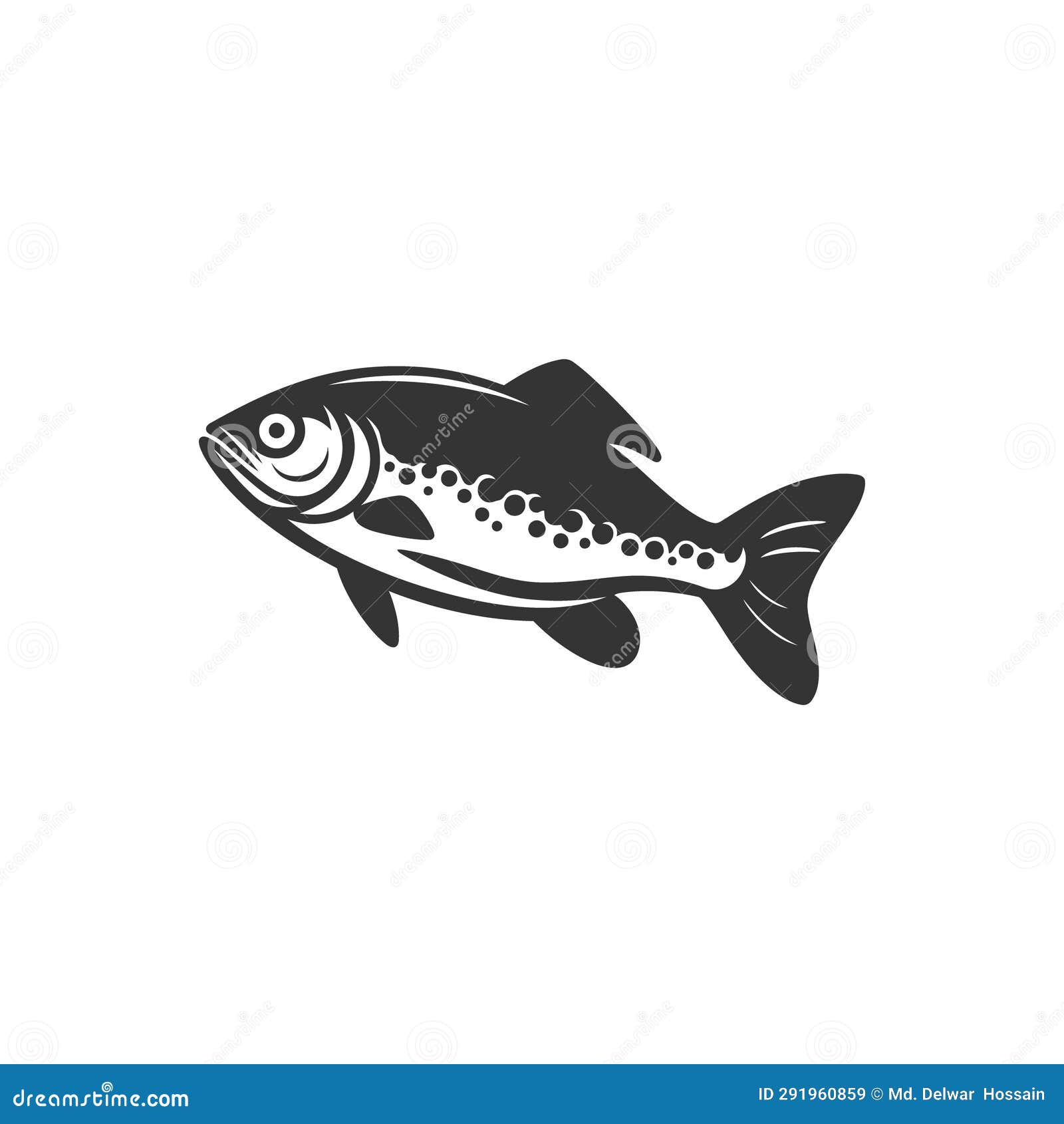 Trout fish icon stock illustration. Illustration of wing - 291960859