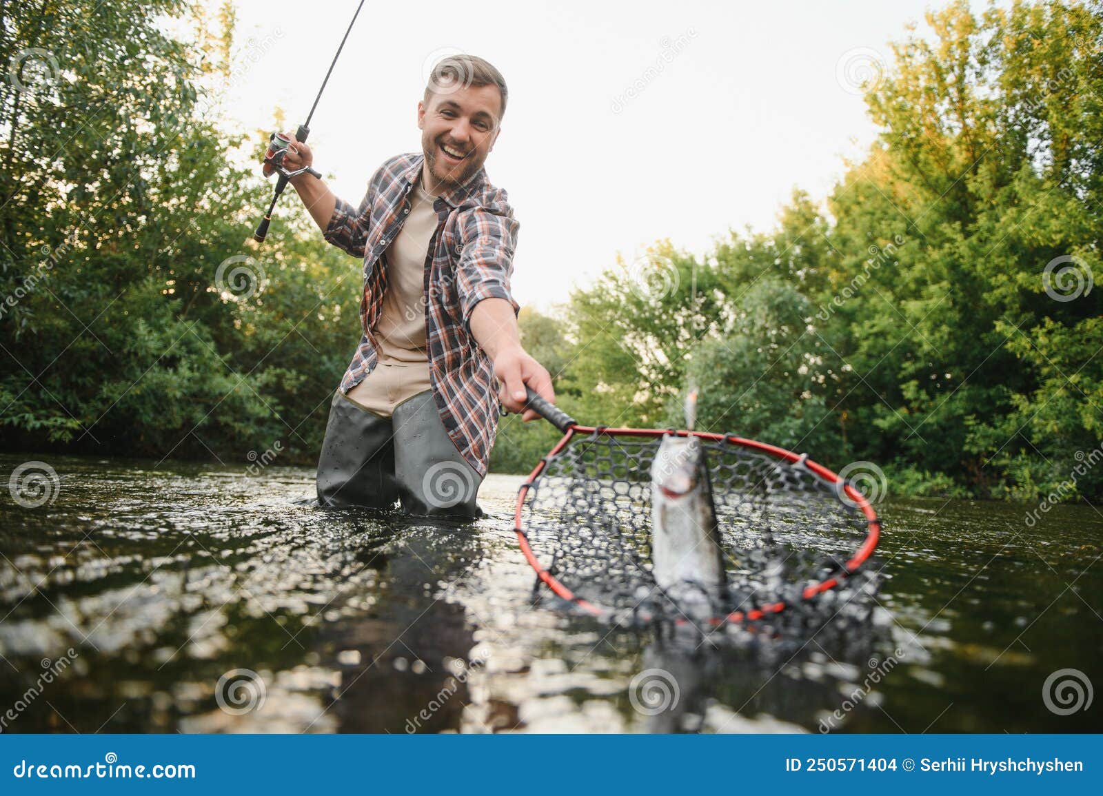 Trout Fishing in the Mountain River Stock Photo - Image of countryside ...