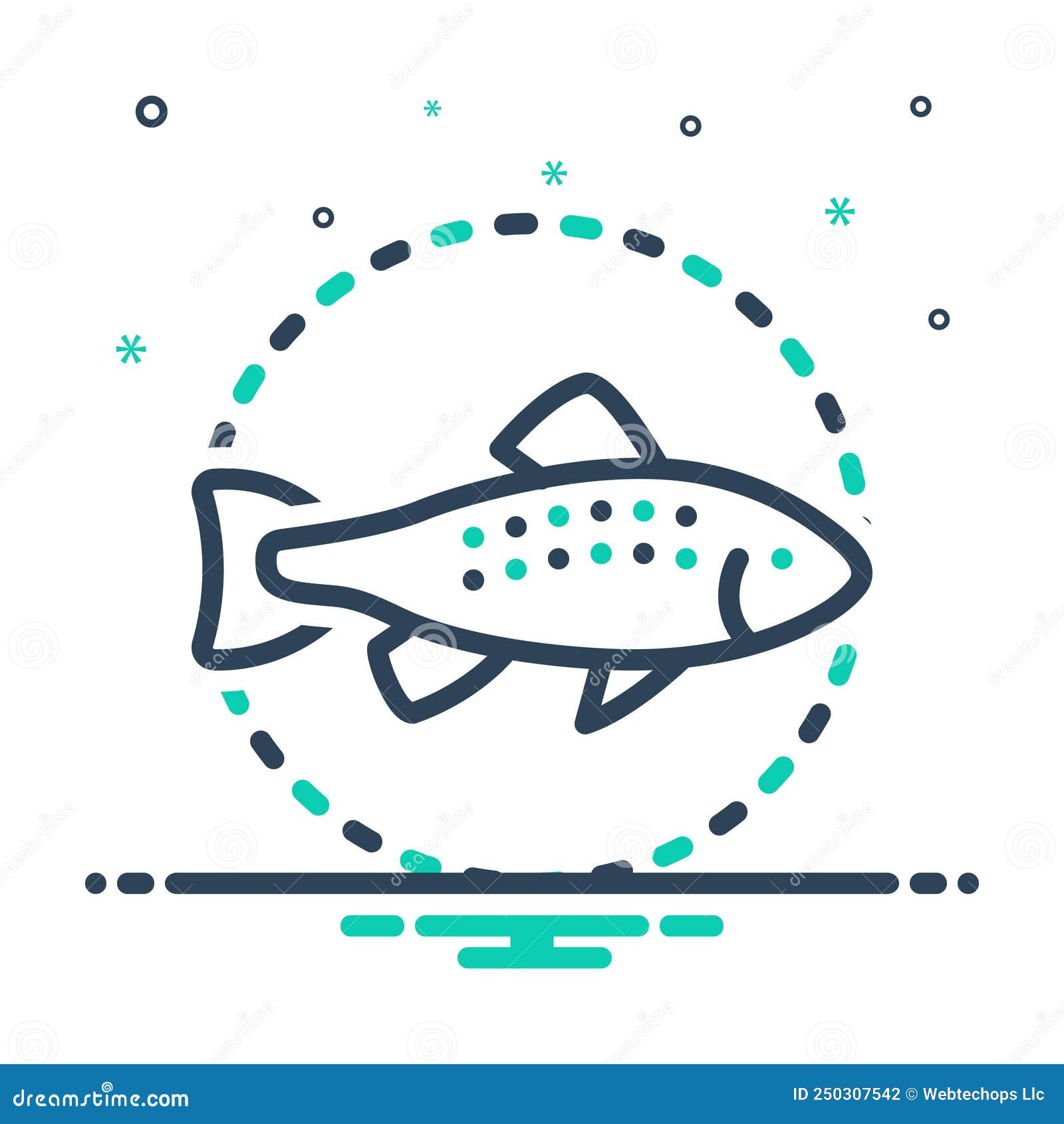 Mix Icon for Trout, Salmon Fish and Aquatic Stock Illustration ...