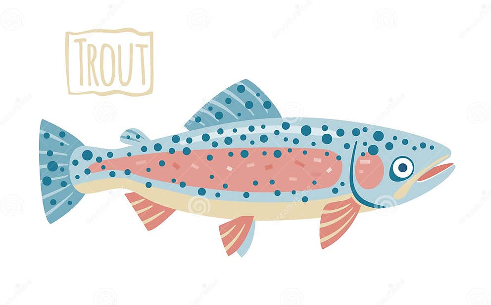 Trout, Vector Cartoon Illustration Stock Vector - Illustration of trout ...