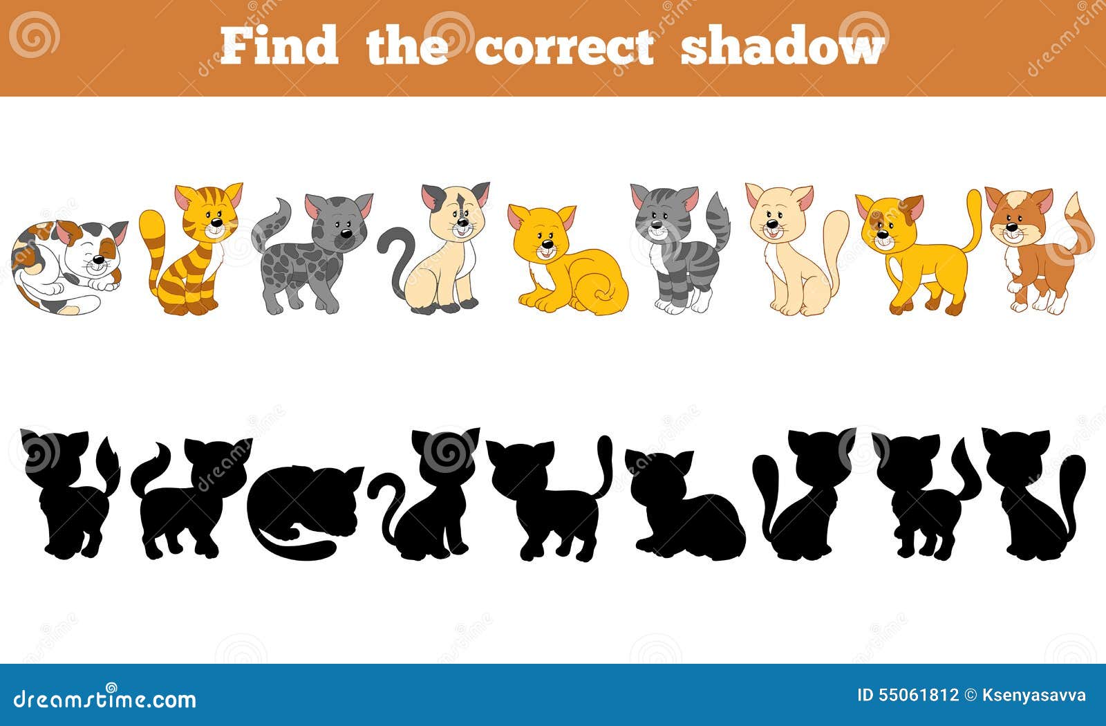 Trouvez L'ombre Correcte (les Chats) Illustration de Vecteur ...
