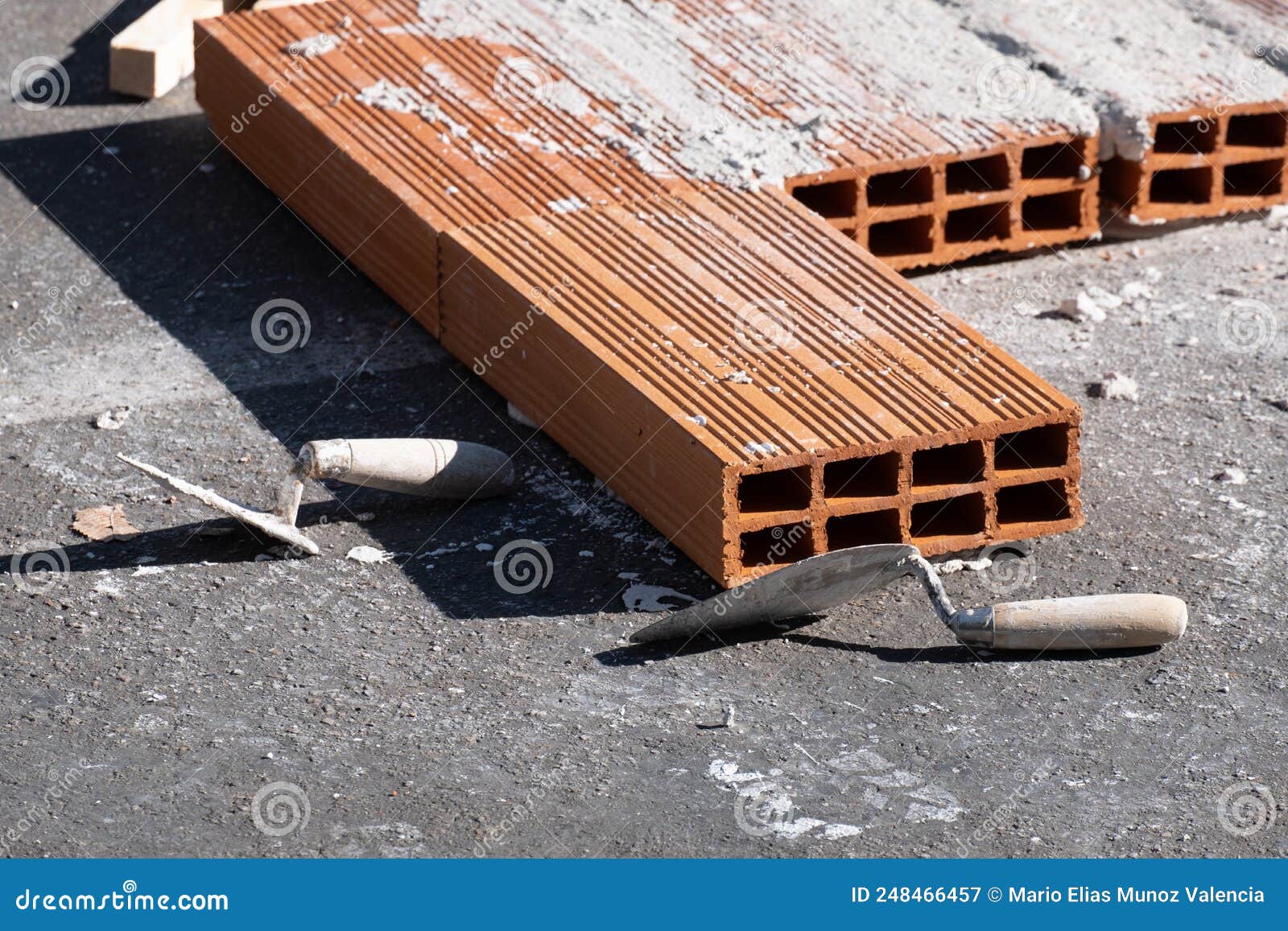 Various Masonry and Brickwork Tools Being Used on a Construction Site ...