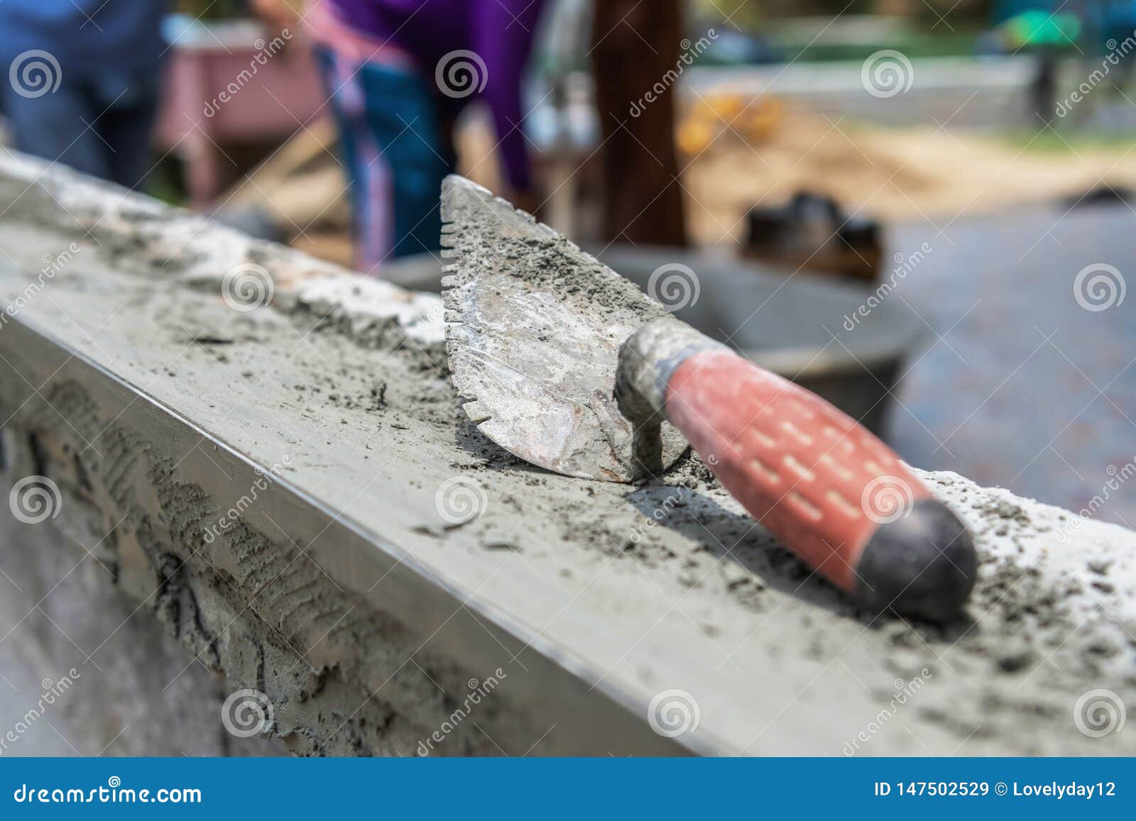 Trowel on Cement in Construction Site Stock Image - Image of ...