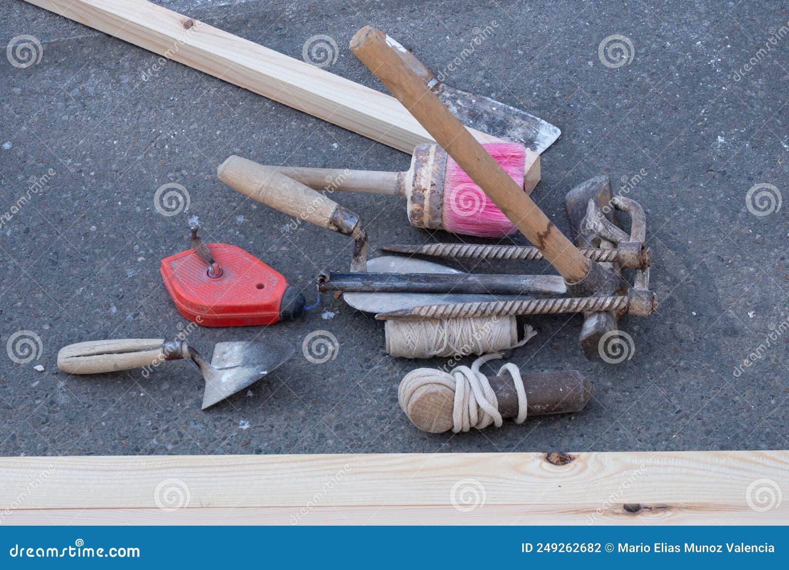 Various Masonry and Brickwork Tools Being Used on a Construction Site ...