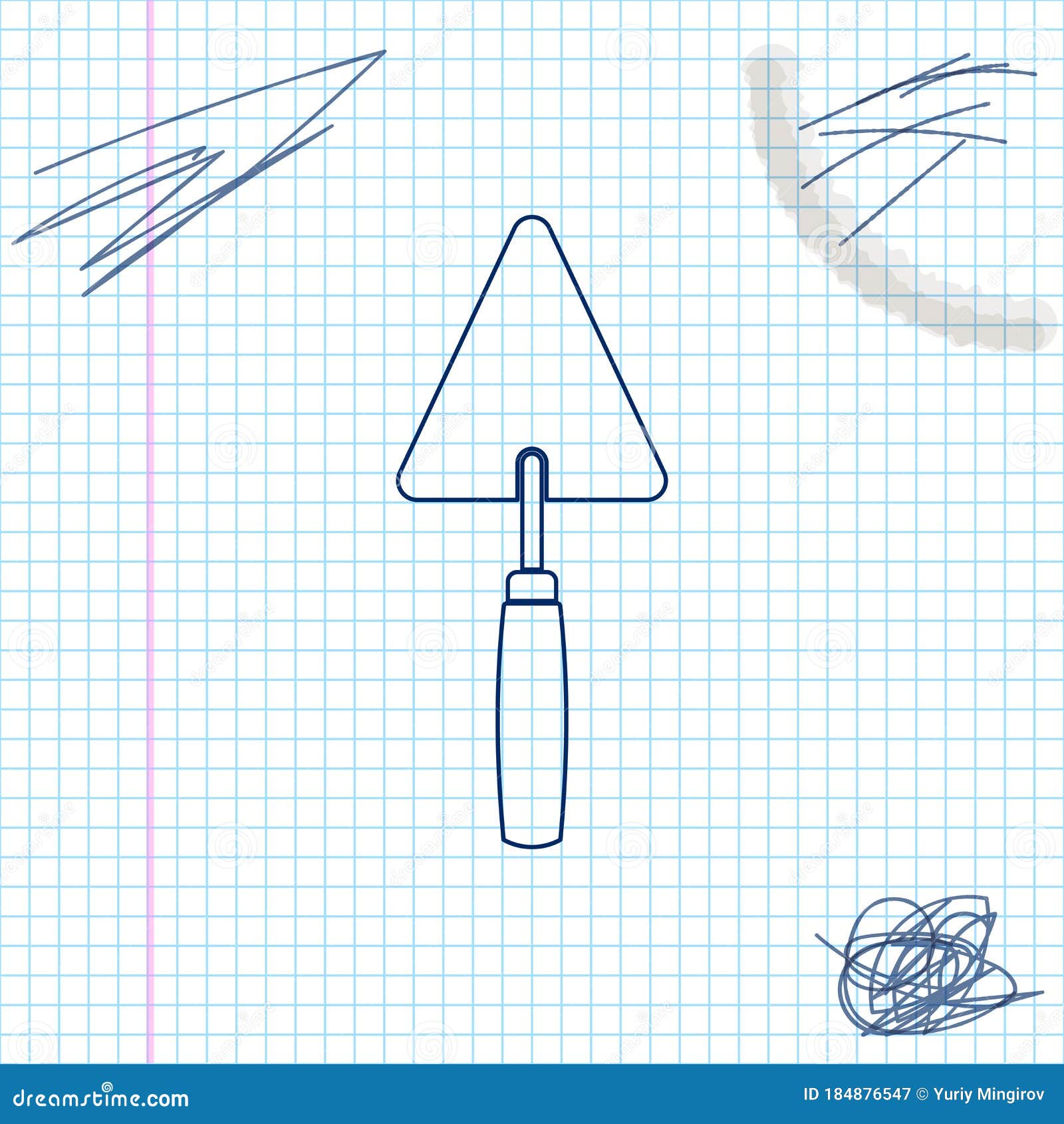 Trowel Line Sketch Icon Isolated on White Background. Vector ...