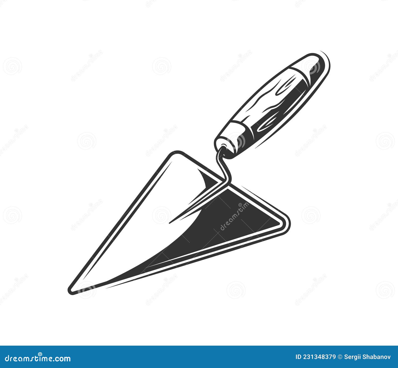 Trowel Silhouette Close Up Isolated on White Background Stock Vector ...