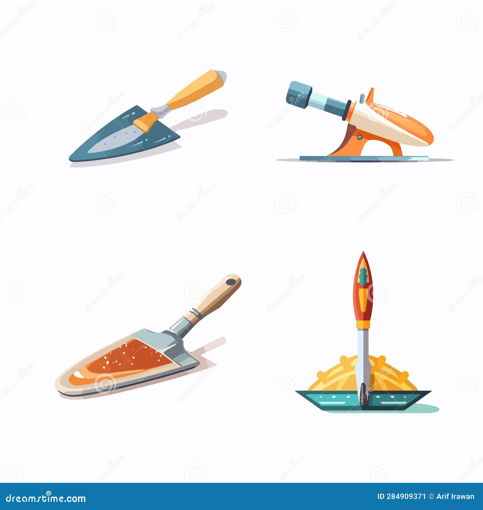 Trowel Tool for Civil Construction Flat Illustration Stock Illustration ...