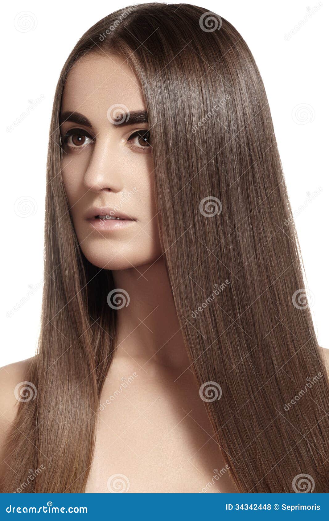 Trucco, Benessere. Bello Modello Con Capelli Lunghi Fotografia Stock ...