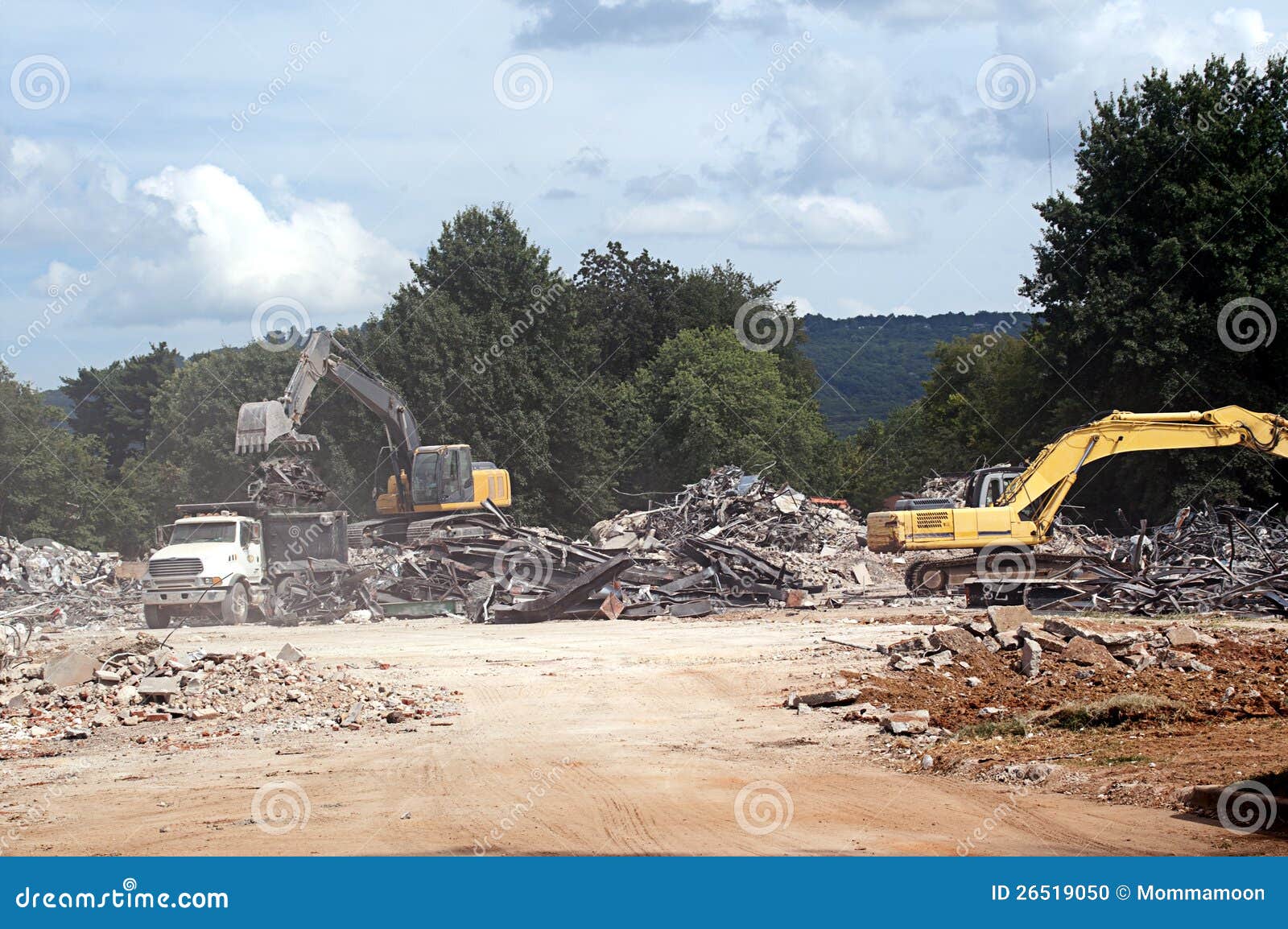 Demolition Work: A Huge Pile Of Building Rubble And Demolition ...