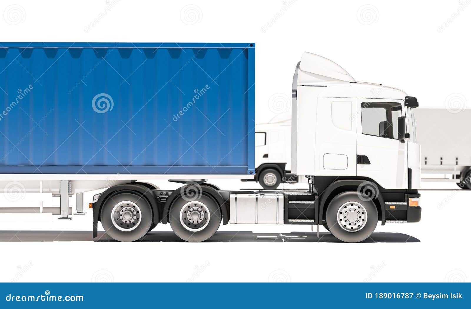 Truck with Blue Container on White Background Stock Illustration ...