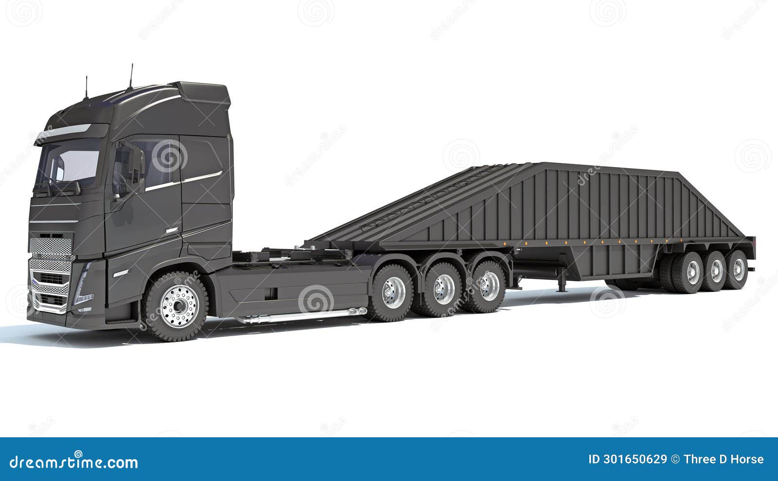 Truck with Bottom Dump Trailer 3D Rendering Stock Illustration ...