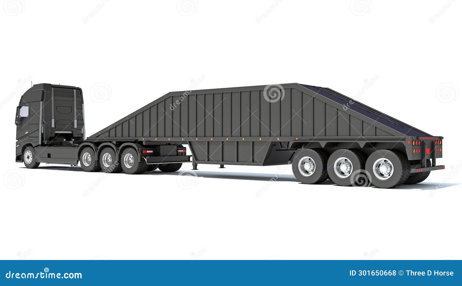 Truck with Bottom Dump Trailer 3D Rendering Stock Illustration ...