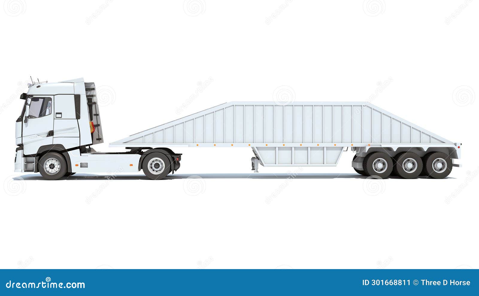 Truck with Bottom Dump Trailer 3D Rendering Stock Illustration ...