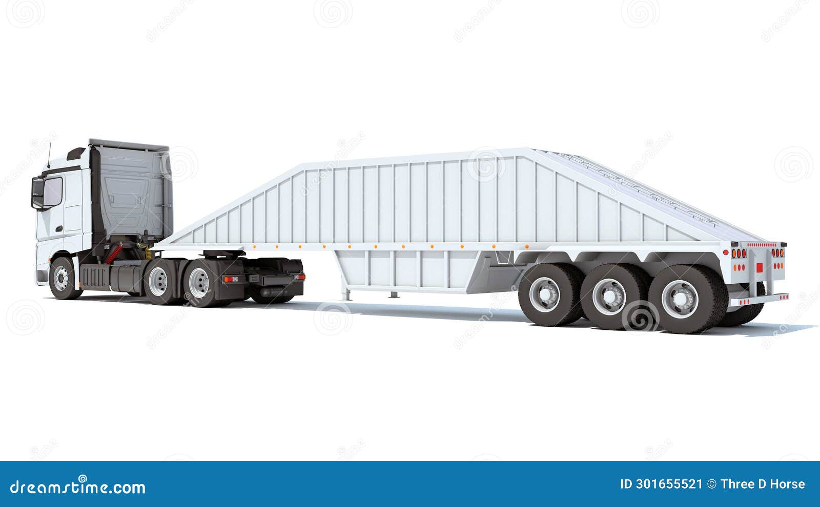 Truck with Bottom Dump Trailer 3D Rendering Stock Illustration ...