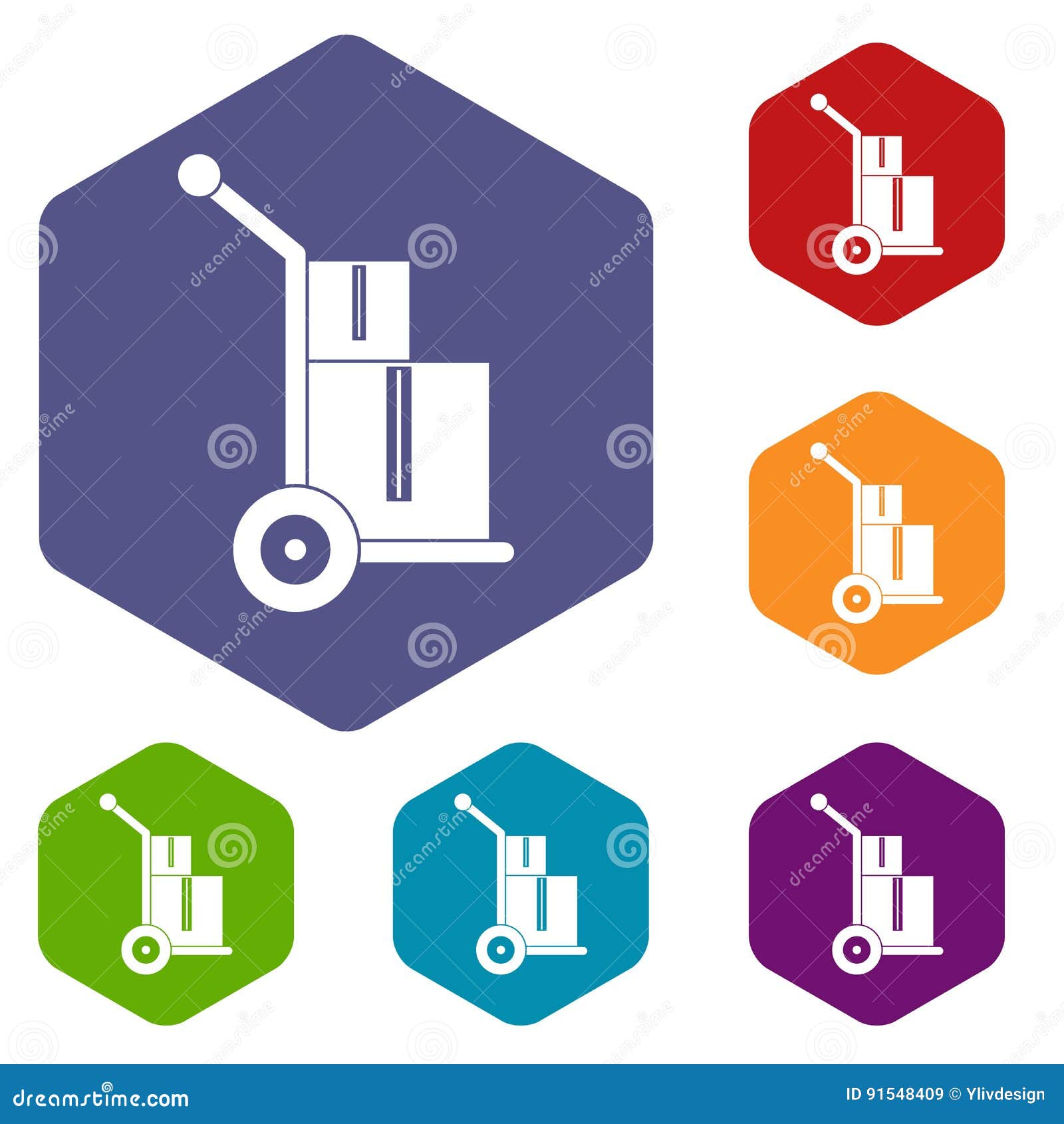 Truck with Boxes Icons Set Hexagon Stock Vector - Illustration of ...