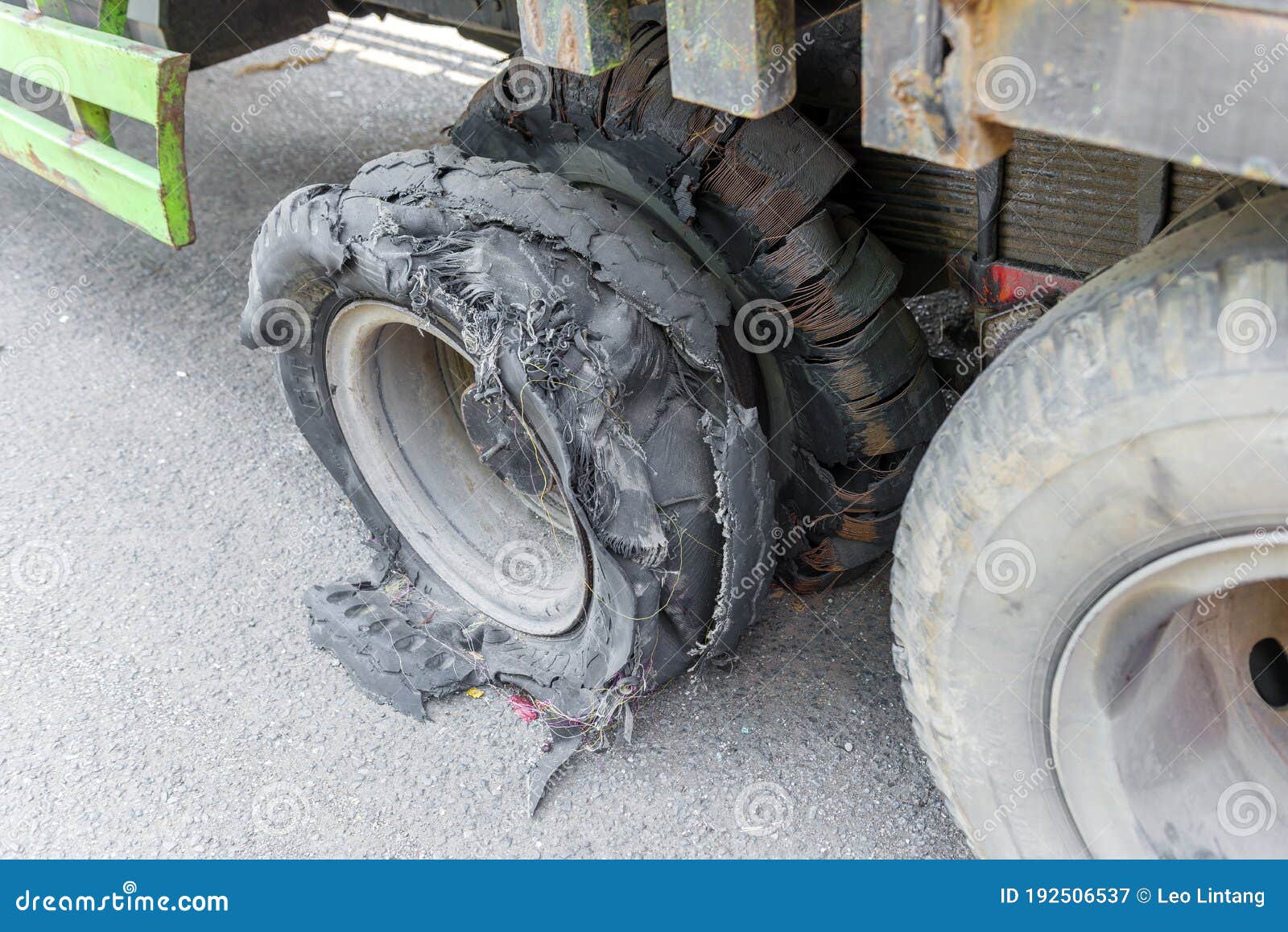 Truck with the broken tire stock image. Image of defective - 192506537